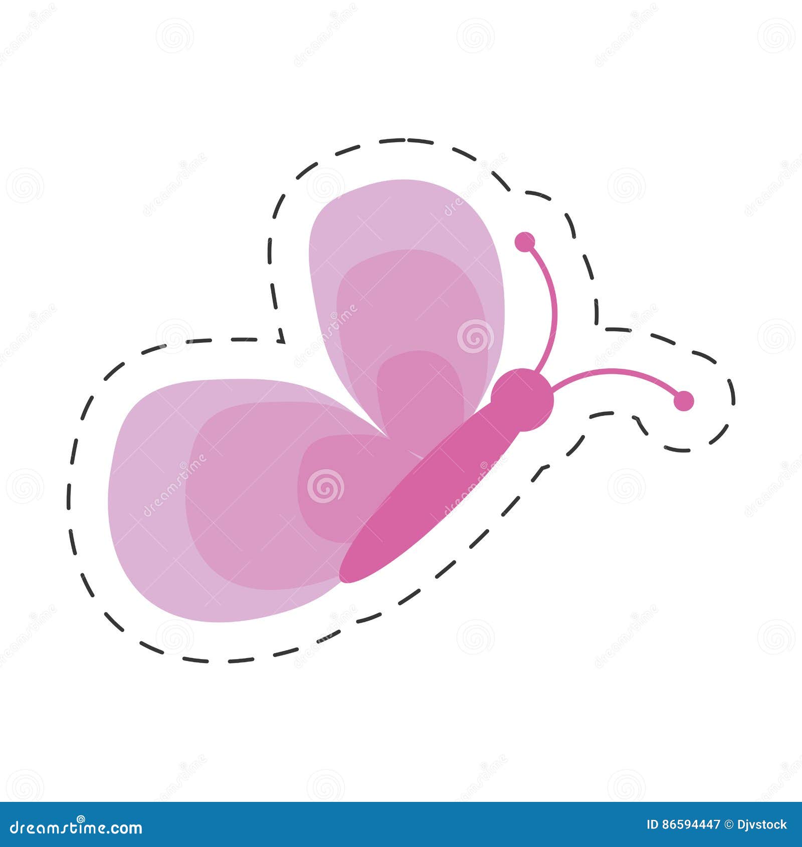 Cute Pink Butterfly Insect Cut Line Stock Illustration - Illustration ...