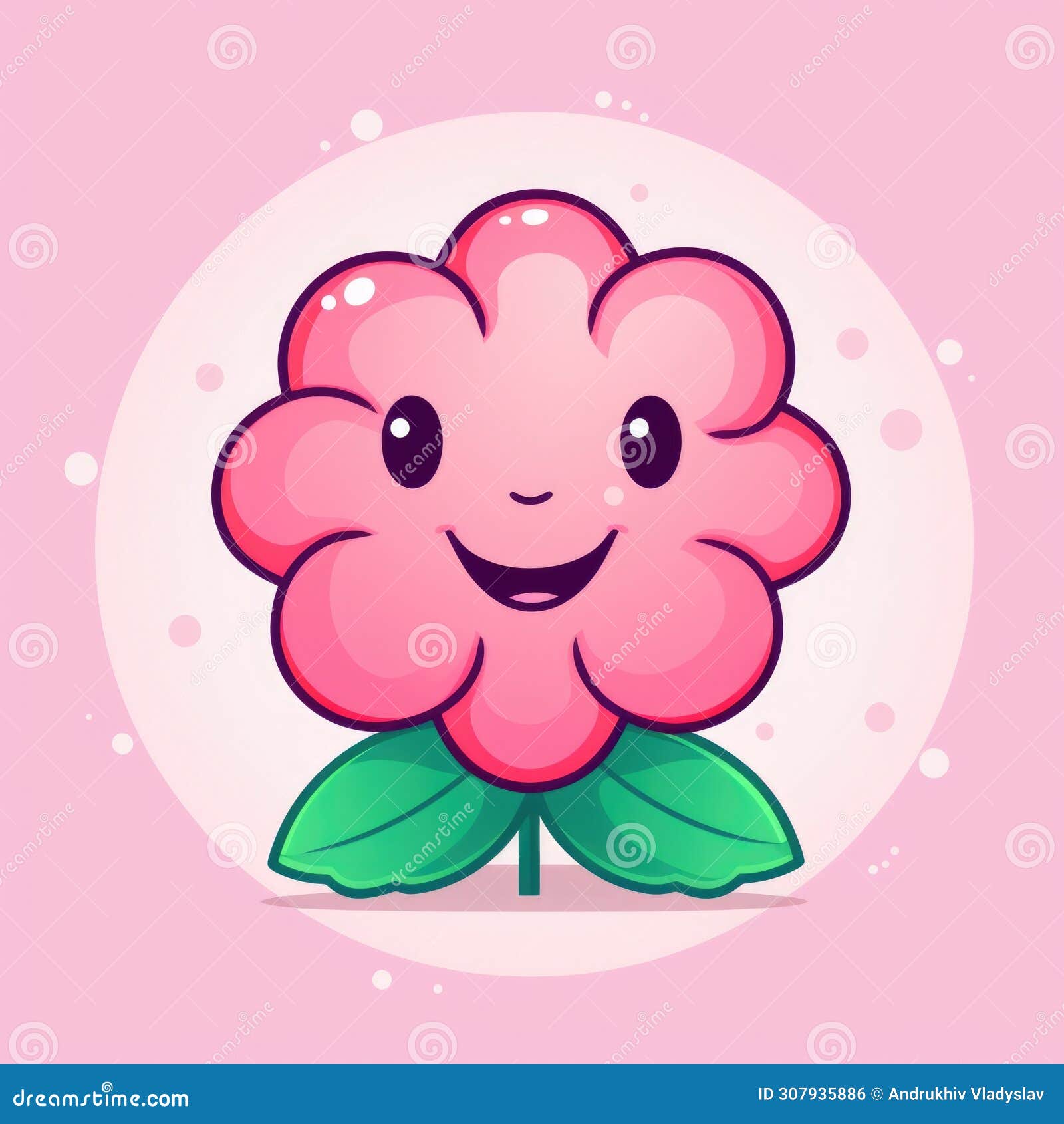 Cute Pink Cartoon Flower stock illustration. Illustration of plant ...