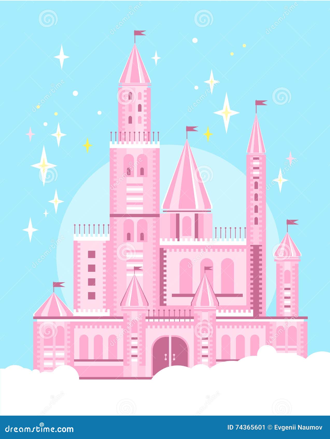 Cute Pink Castle stock illustration. Illustration of castle - 74365601