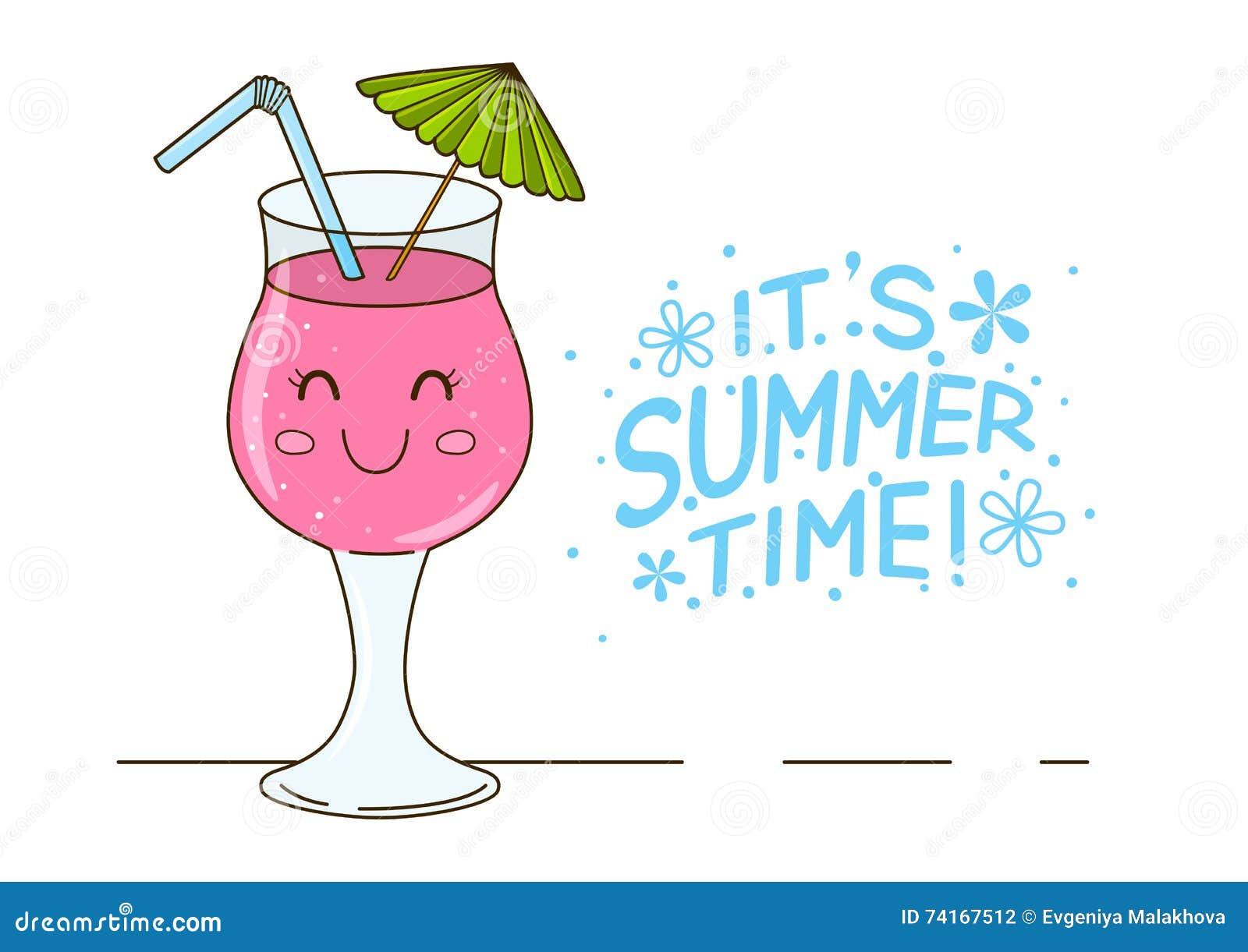 Cute Pink Cocktail Isolated Stock Vector - Illustration of face ...