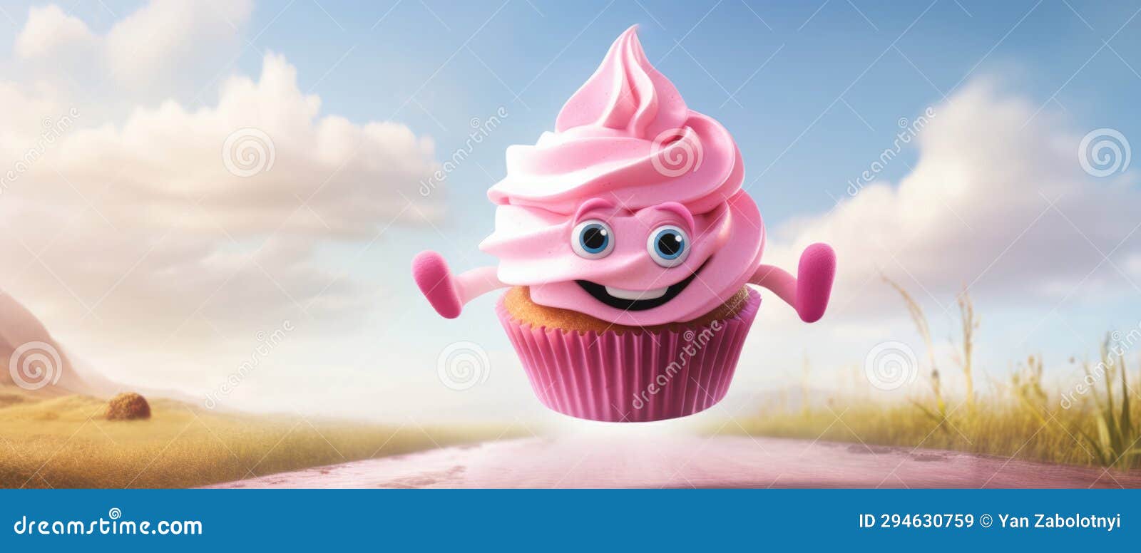 Cute Pink Cupcake Running stock illustration. Illustration of ...