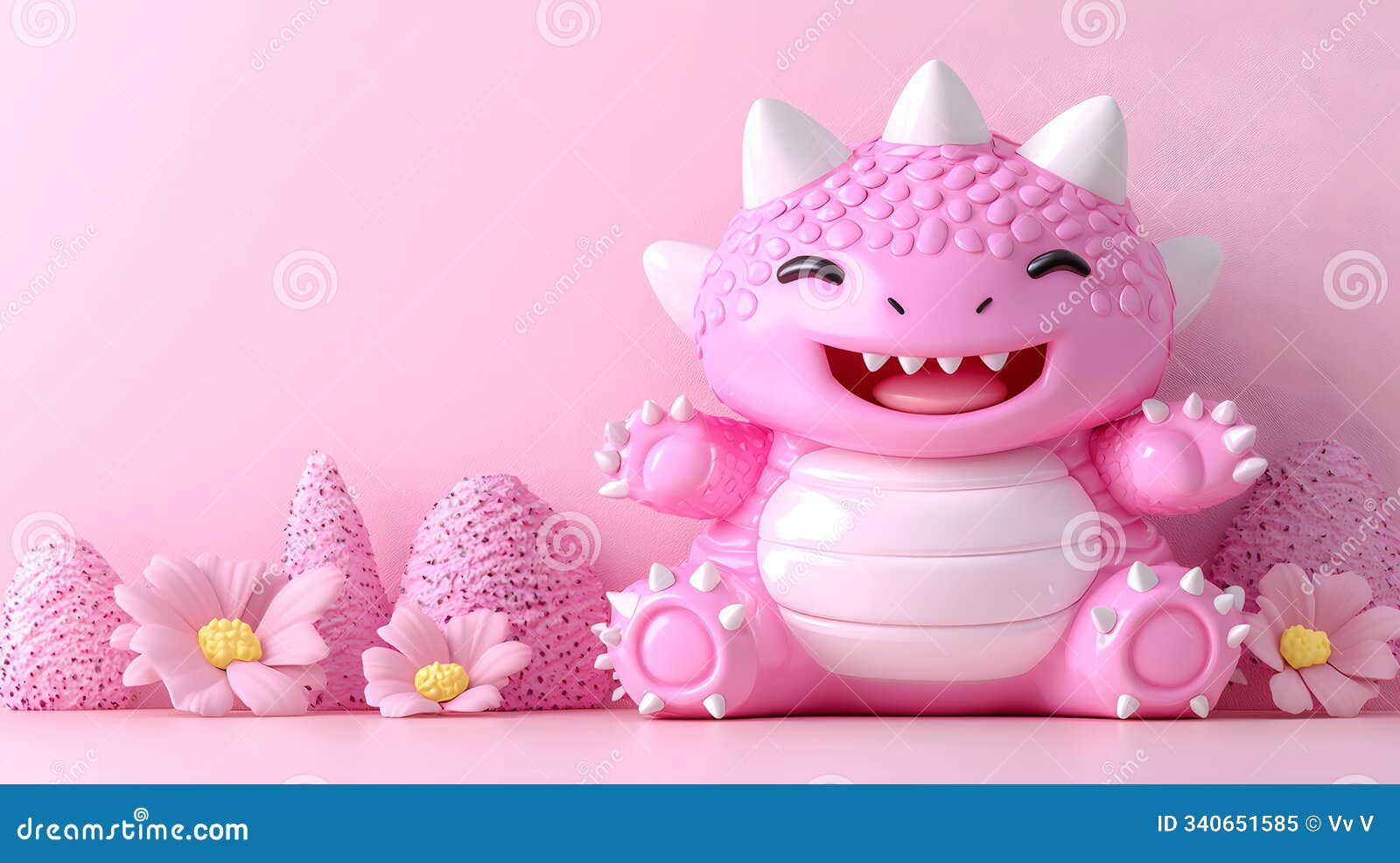 Cute Pink Dinosaur Toy with a Joyful Expression Stock Image - Image of ...