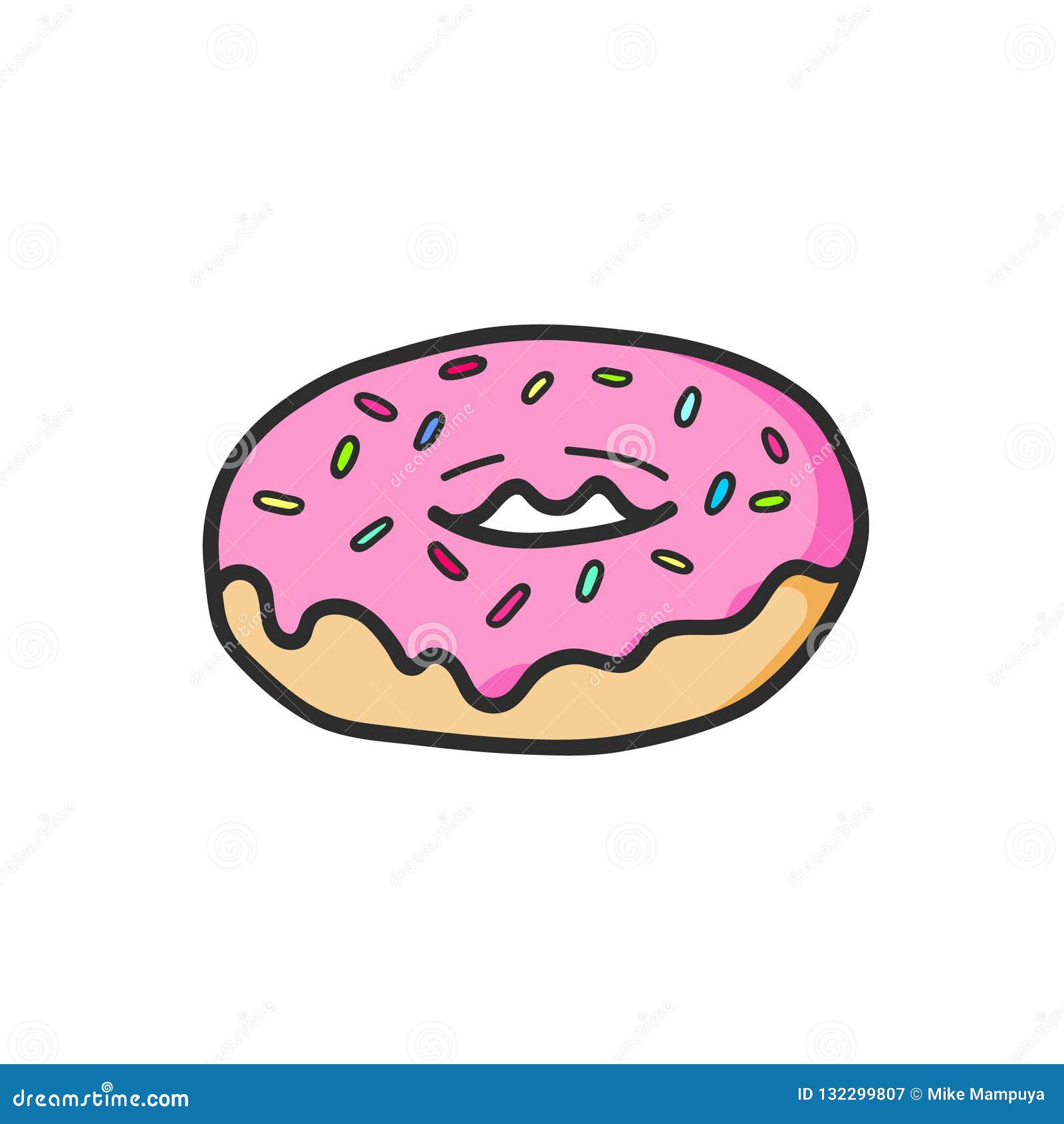 Cute Pink Donut Drawing. Junk Food. Vector Isolated. Illustration Stock ... Cute Pink Donut Drawing. Junk Food. Vector Isolated. Illustration Stock ...