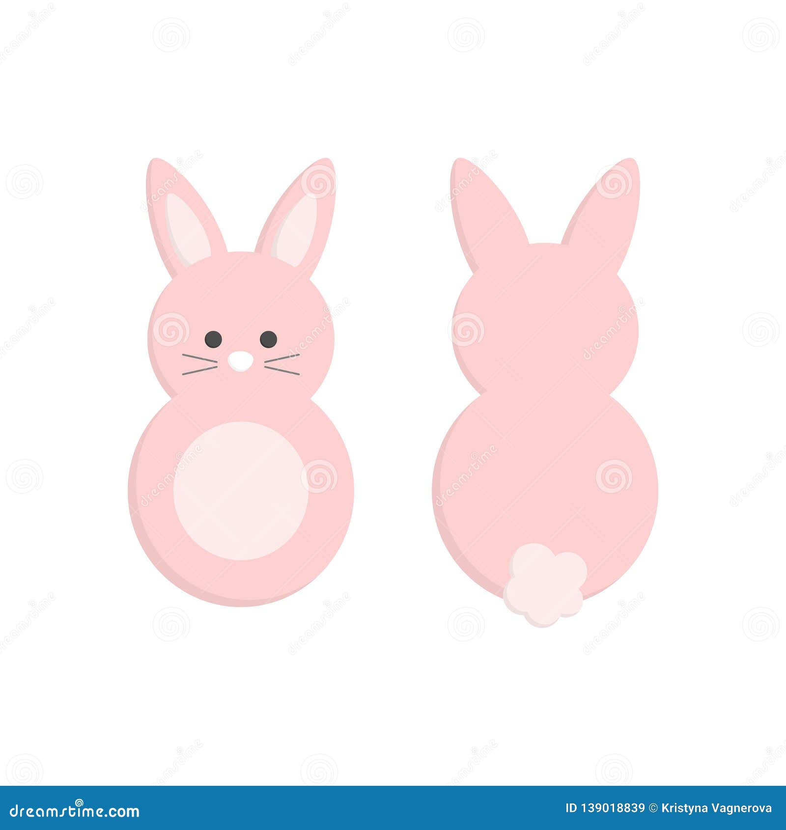 Cute Pink Easter Bunny Vector Stock Vector - Illustration of baby, body ...