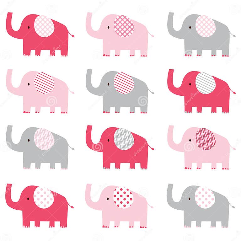Cute Pink Elephant pattern stock vector. Illustration of design - 56926923
