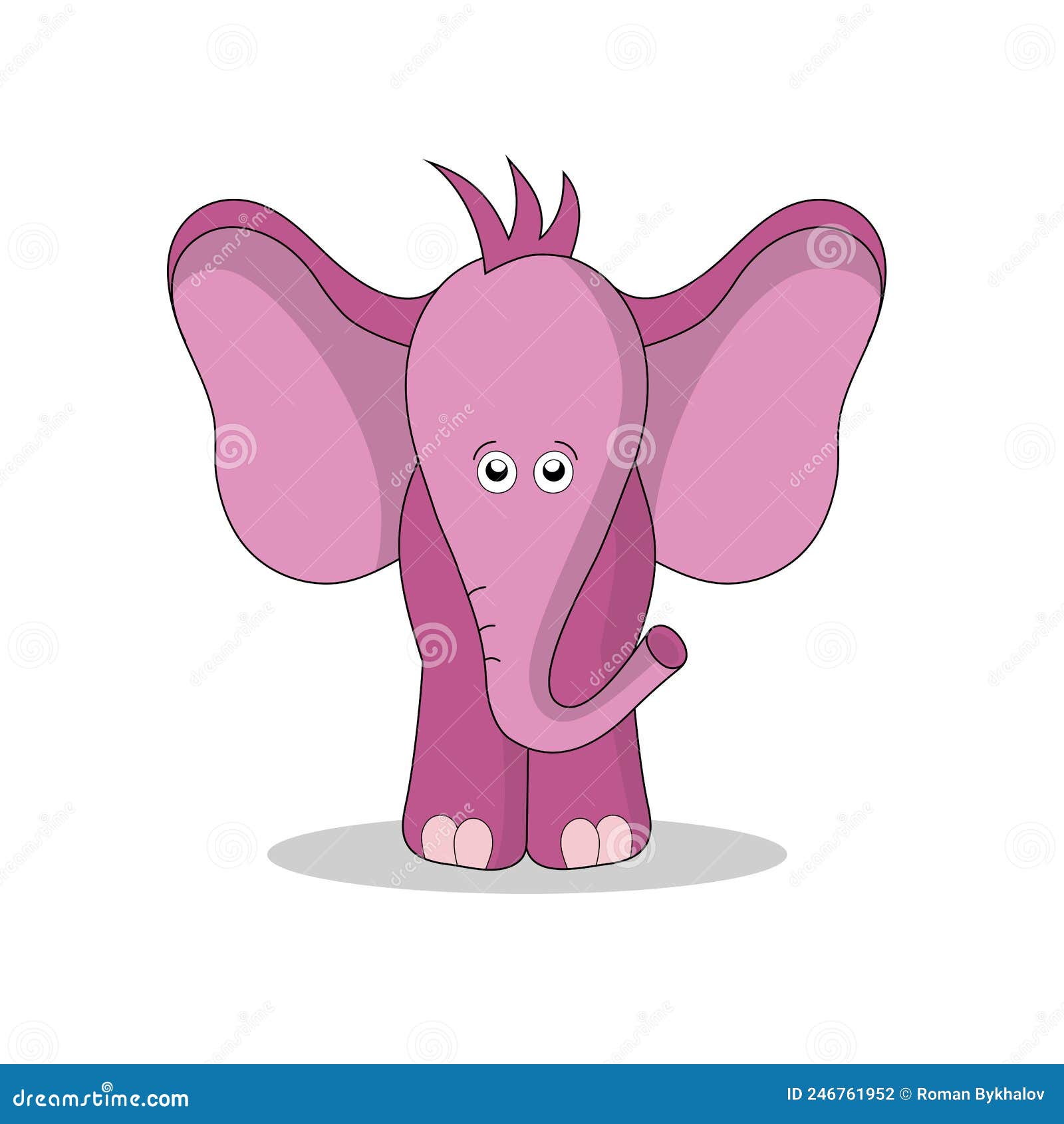 Cute Pink Elephant Vector Illustration Stock Vector - Illustration of ...