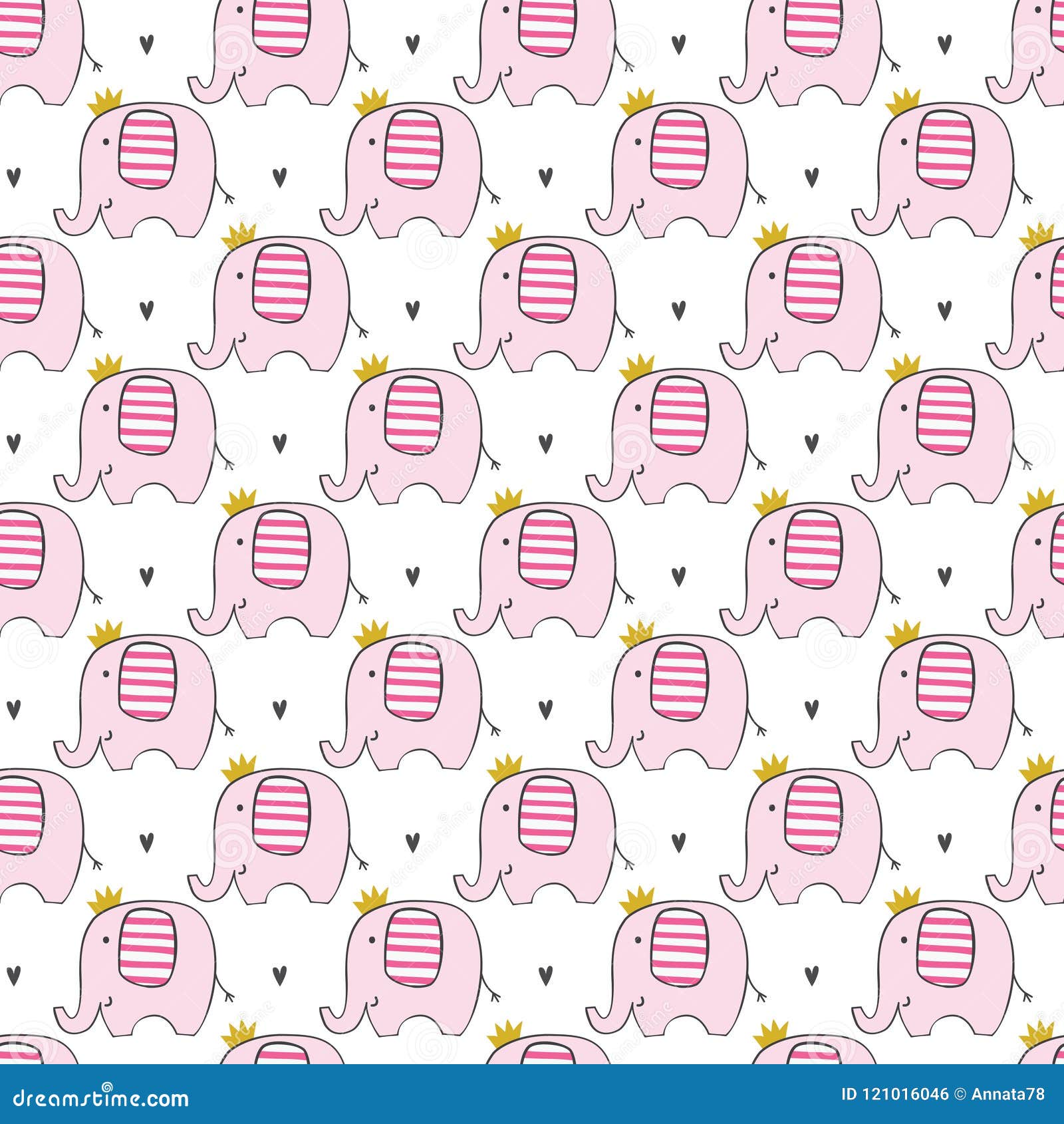 Cute Pink Elephants Seamless Pattern Stock Vector - Illustration of ...