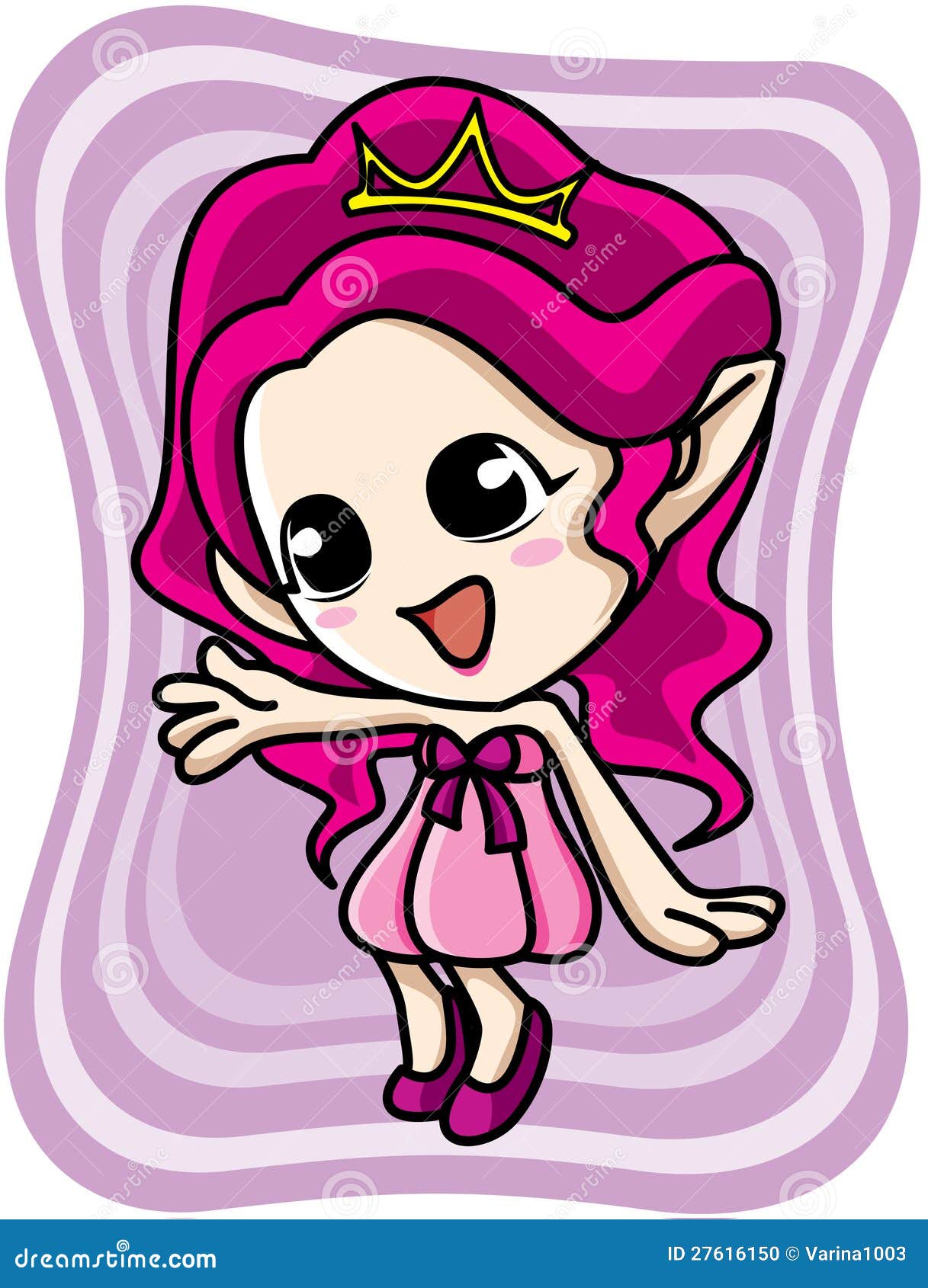 Cute pink elf girl stock vector. Illustration of crown - 27616150