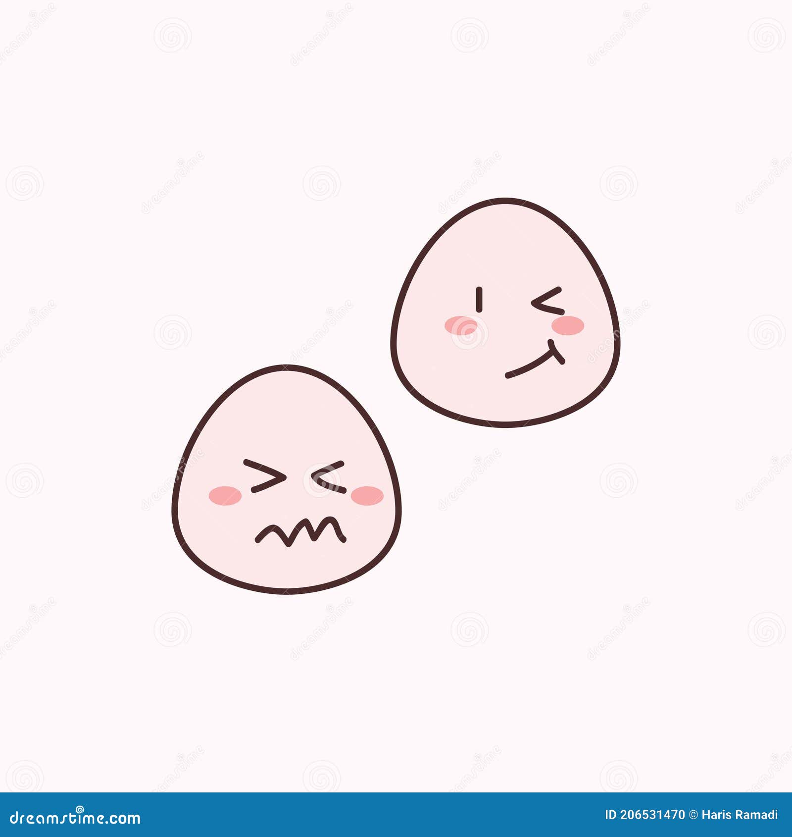Cute Pink Emoticons with Various Facial Expressions Stock Vector ...