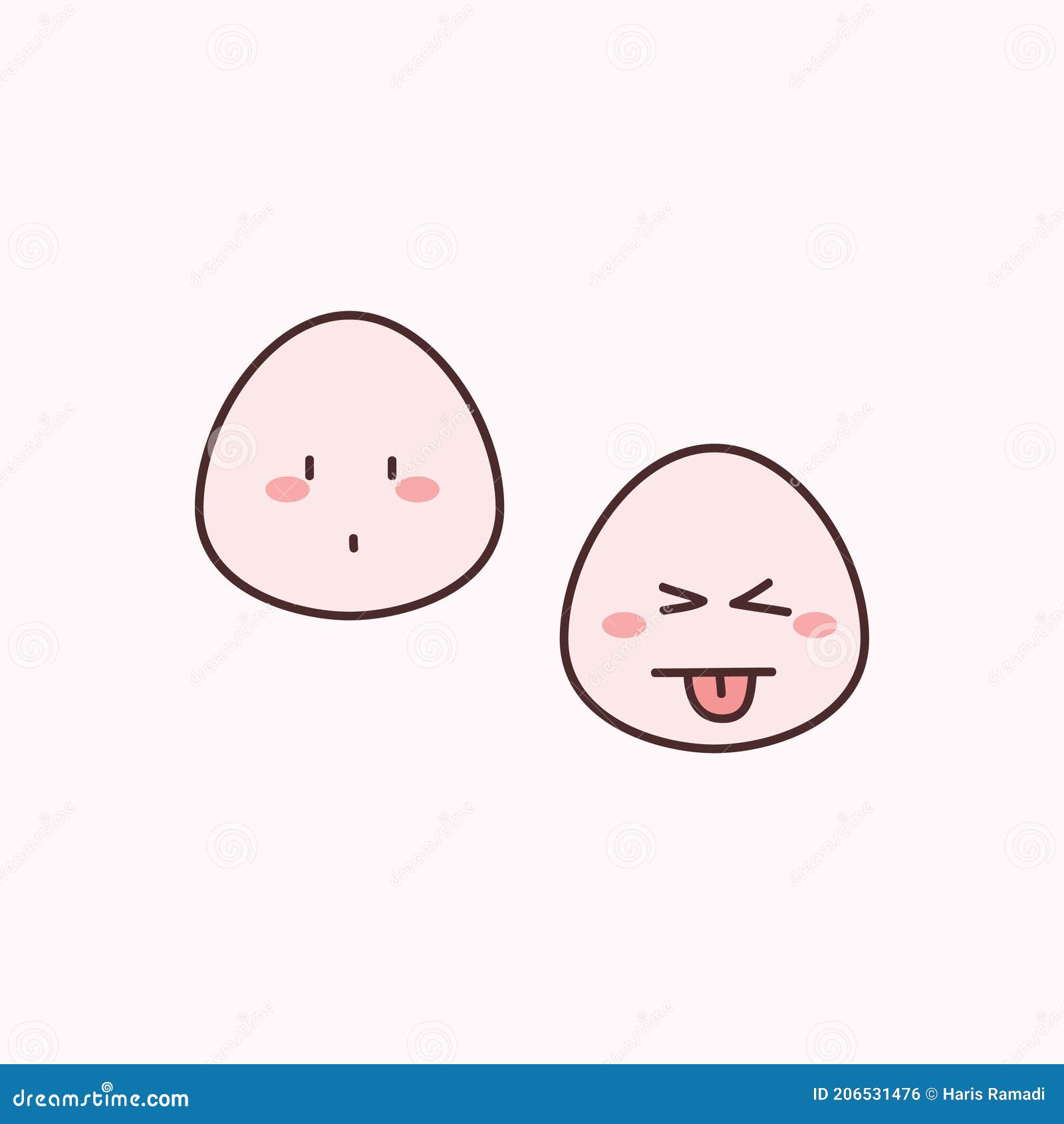 Cute Pink Emoticons with Various Facial Expressions Stock Vector ...