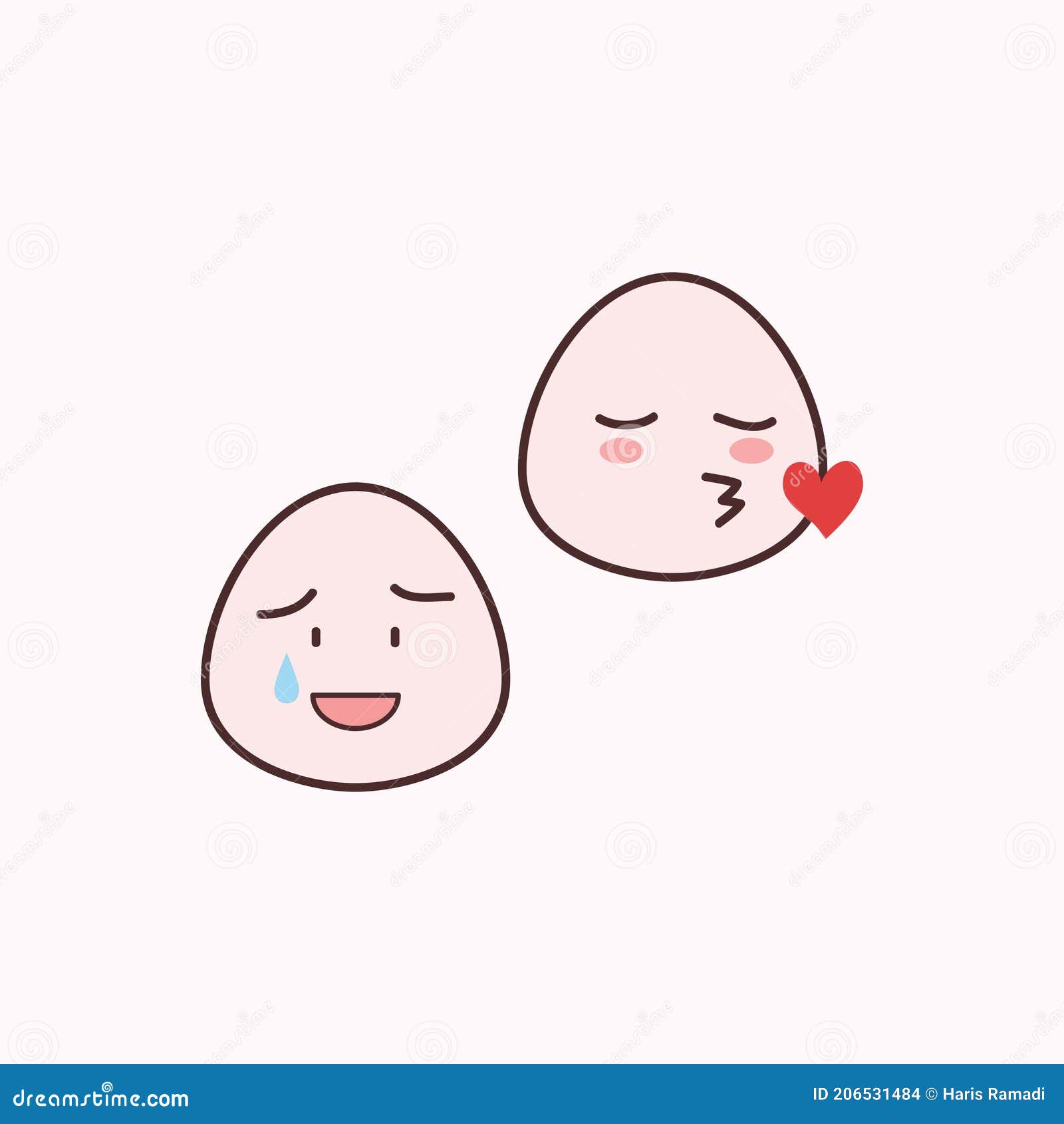 Cute Pink Emoticons with Various Facial Expressions Stock Vector ...