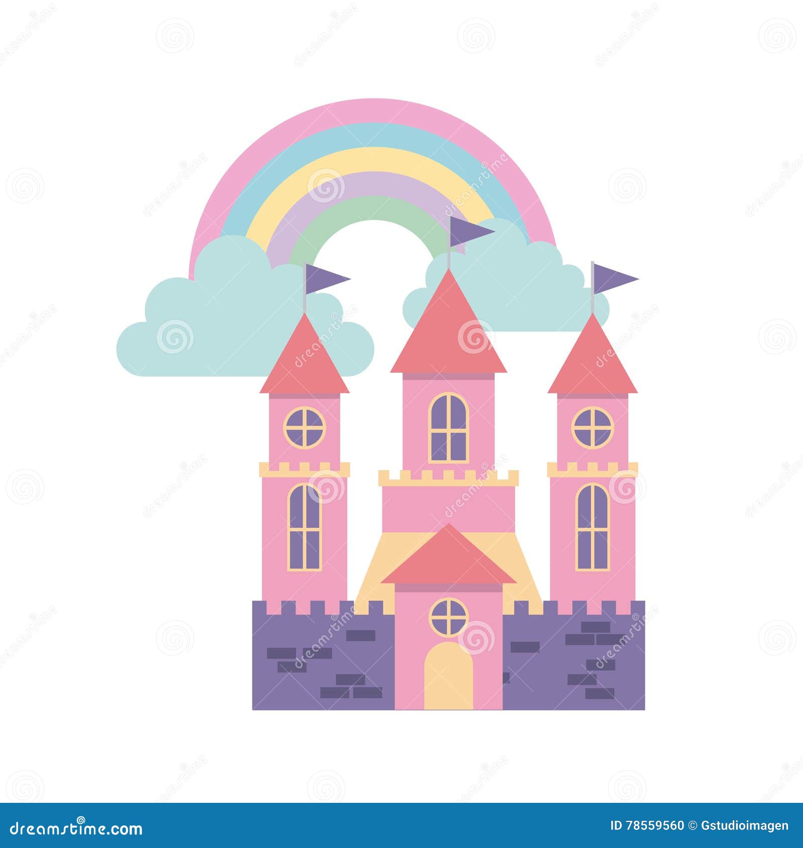 Cute pink fantasy castle stock illustration. Illustration of structure ...