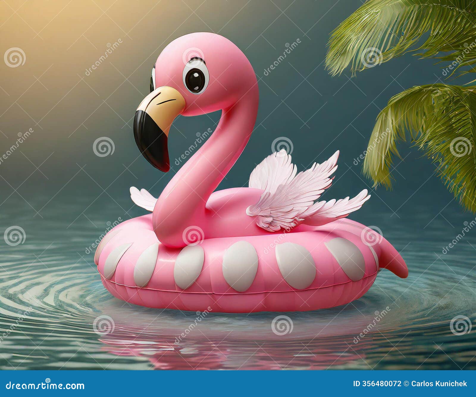 A Cute Pink Flamingo Floaty Cartoon 3d-generated by Ai Stock ...