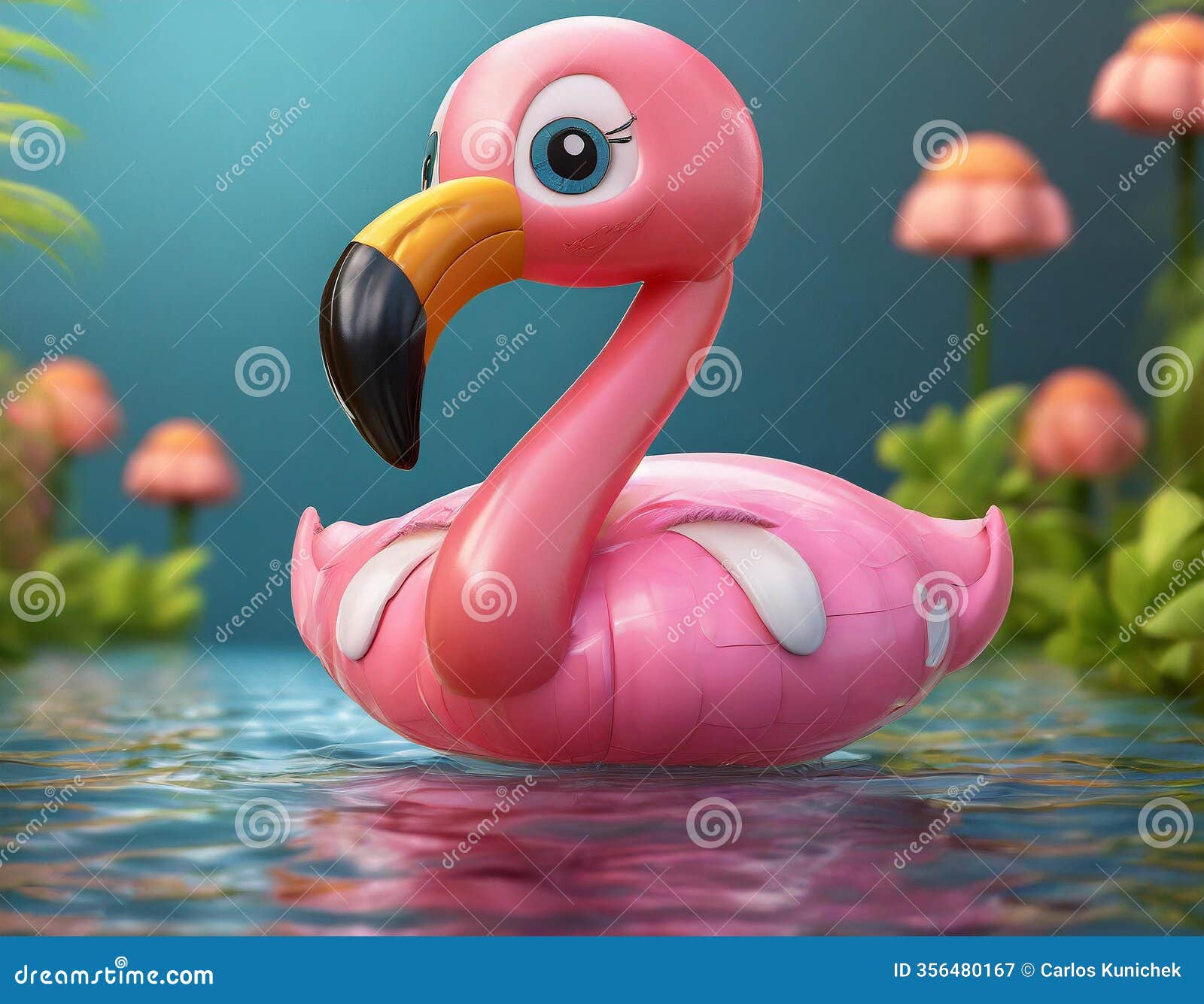 A Cute Pink Flamingo Floaty Cartoon 3d-generated by Ai Stock ...