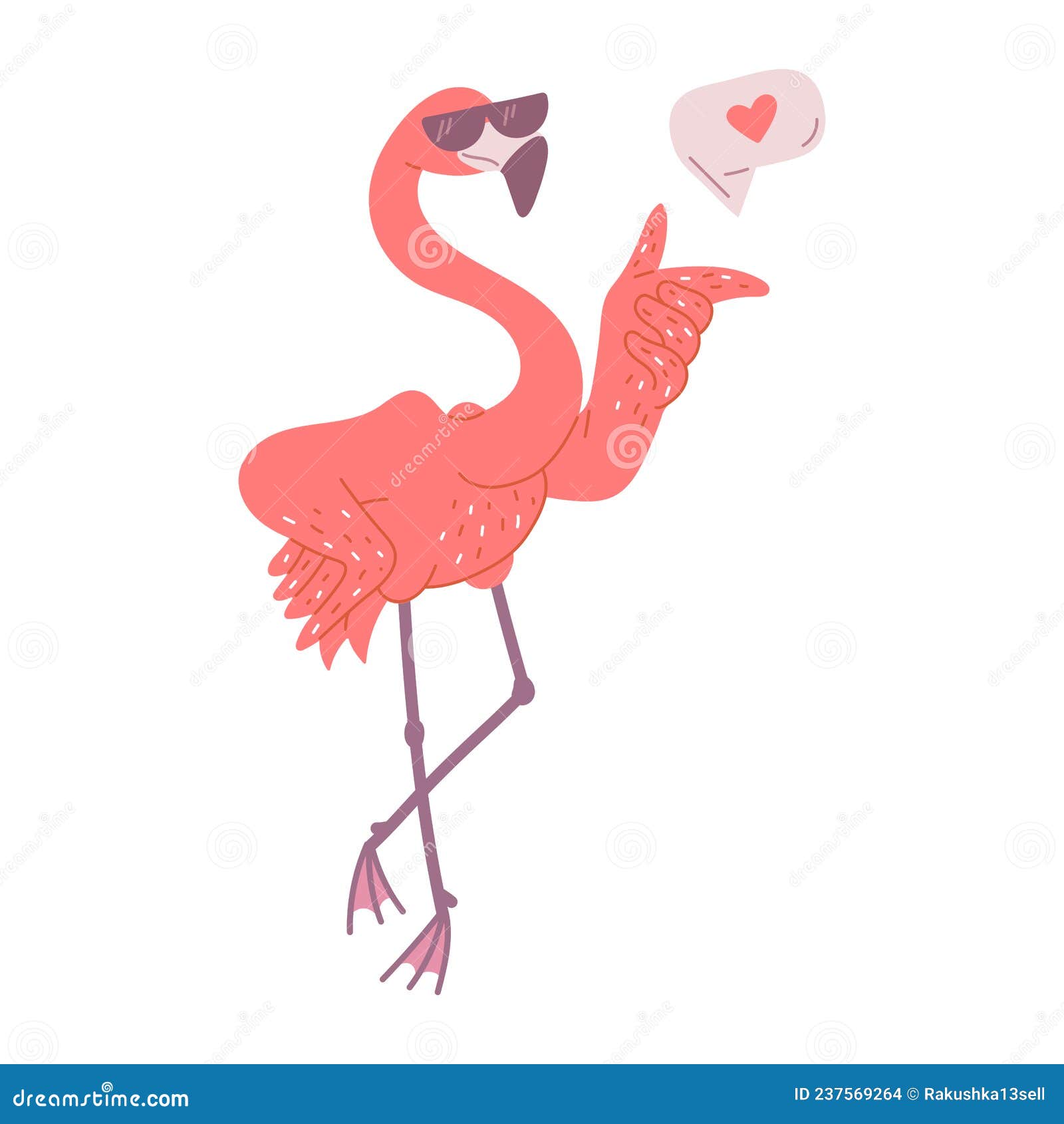 Cute Pink Flamingo with Sunglasses. African Bird Cartoon Flat ... Cute Pink Flamingo with Sunglasses. African Bird Cartoon Flat ...