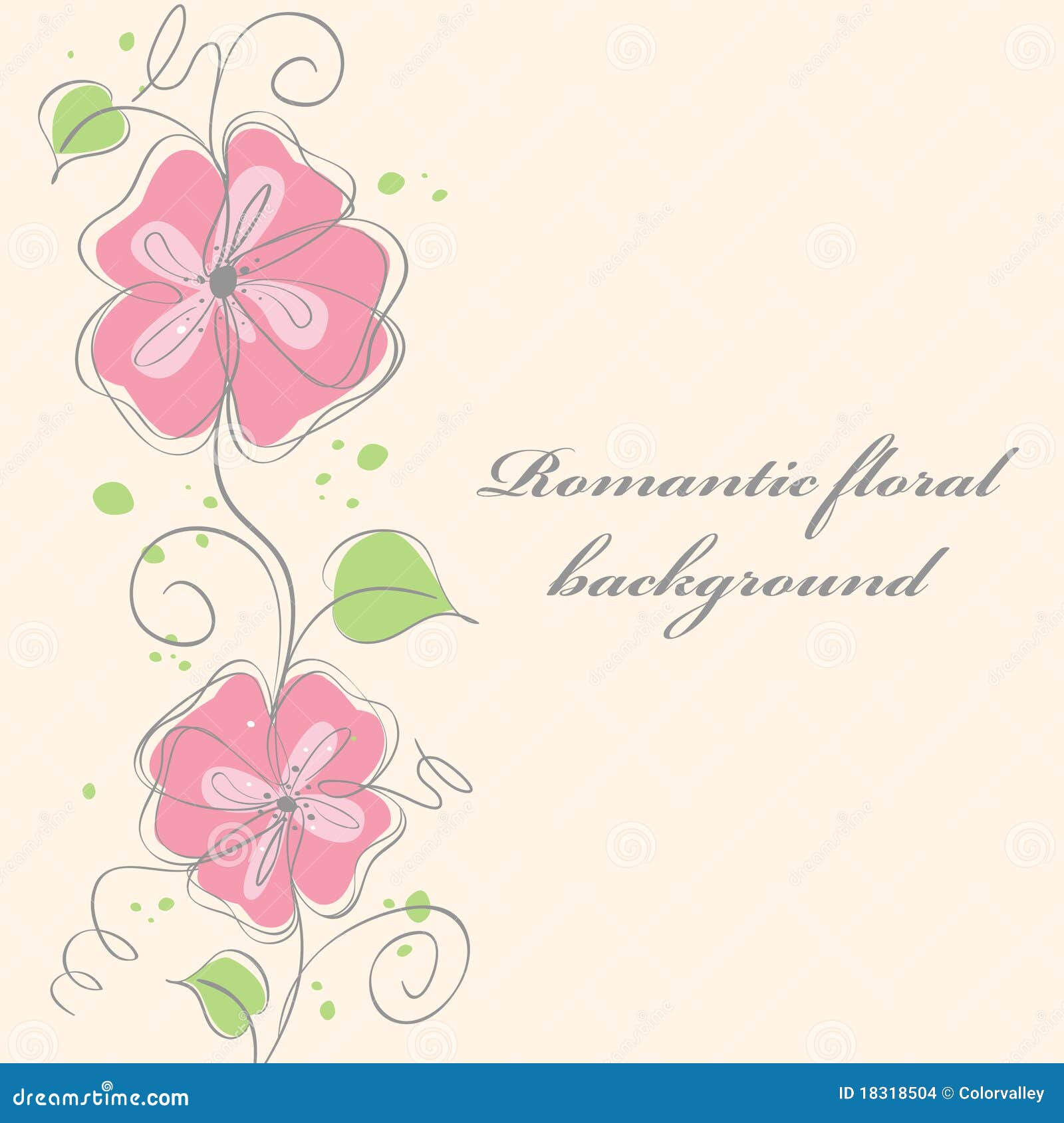 Cute Pink Floral Card Background Stock Vector - Illustration of foliage ...