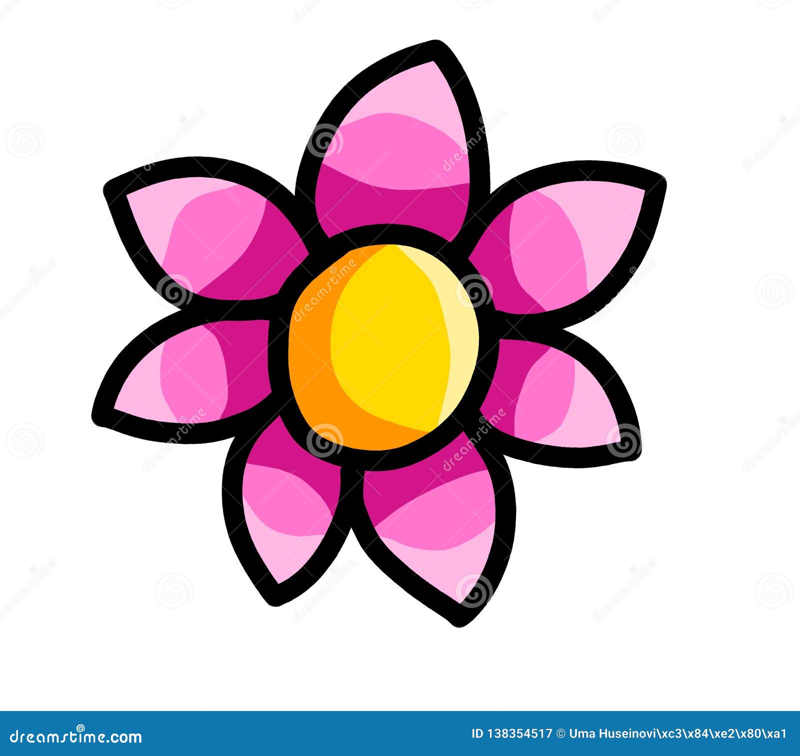 Cute Spiky Pink Flower stock illustration. Illustration of bright ...
