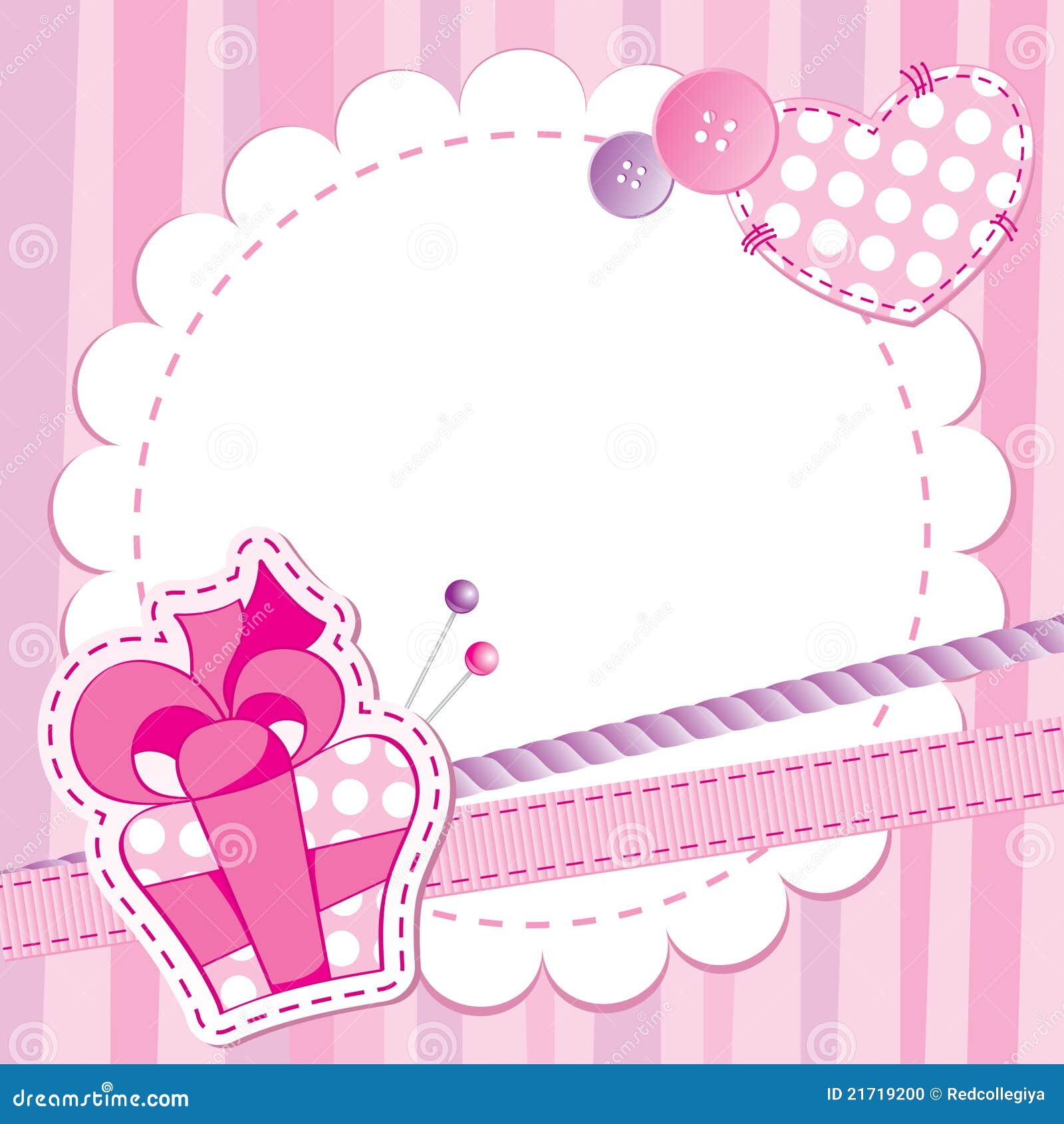 Cute pink frame stock vector. Illustration of dashed - 21719200