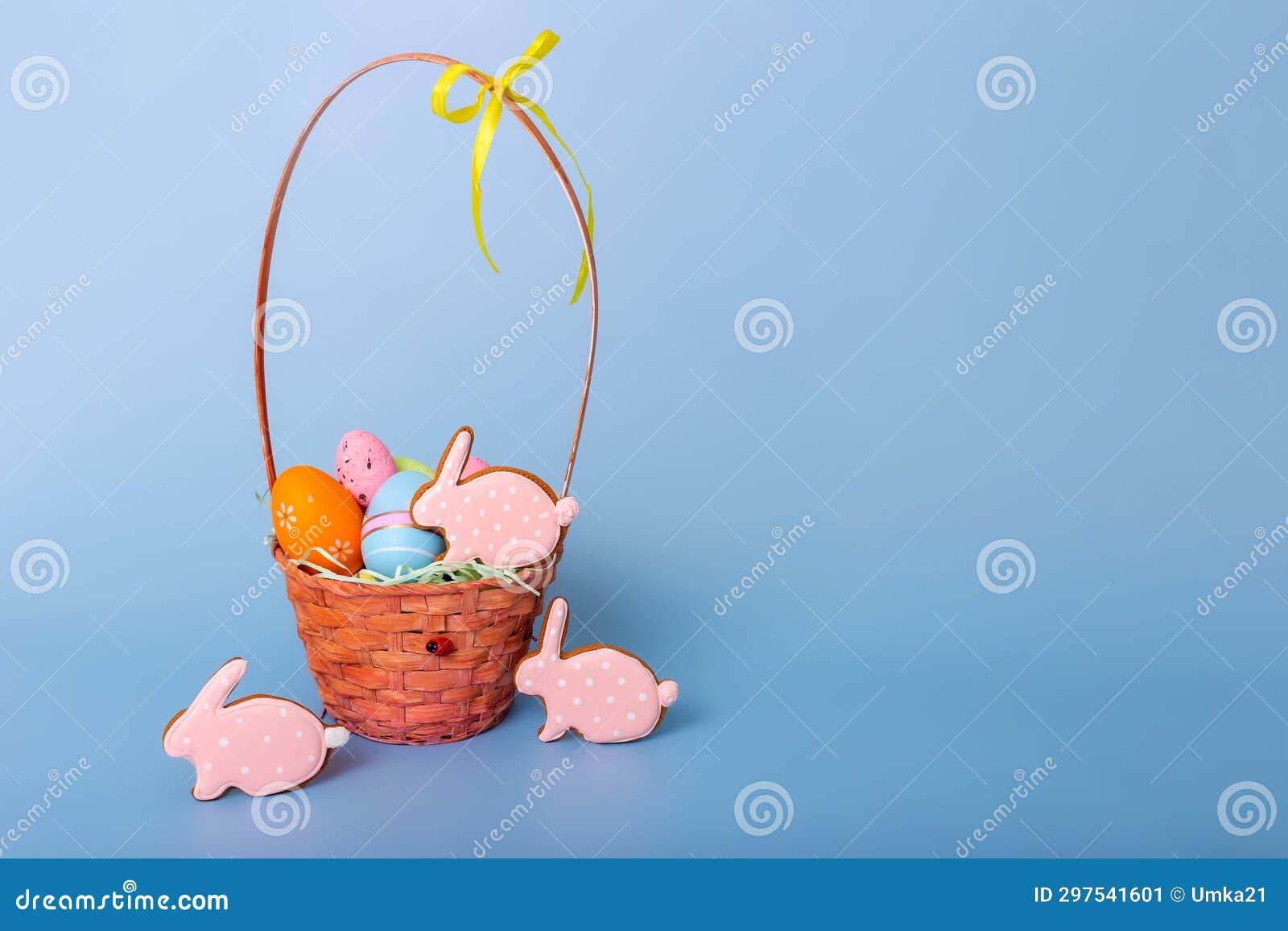 Cute Pink Gingerbread in the Form of a Rabbit and a Basket with ...