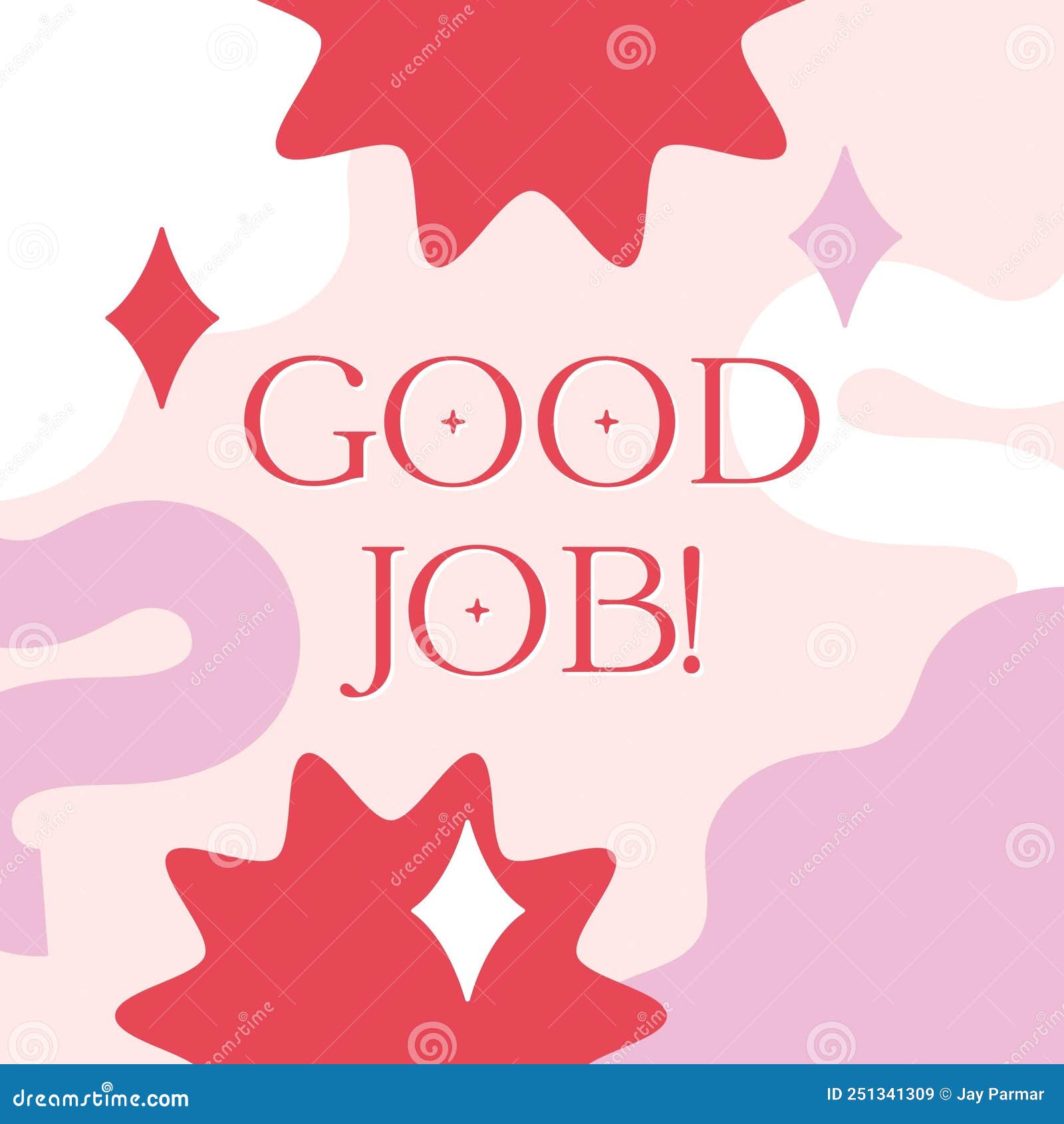 Cute Pink Good Job Sticker stock illustration. Illustration of circle ...
