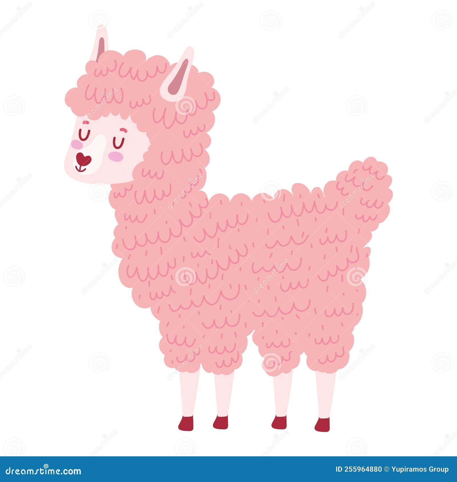 Cute pink llama stock vector. Illustration of lama, design - 255964880