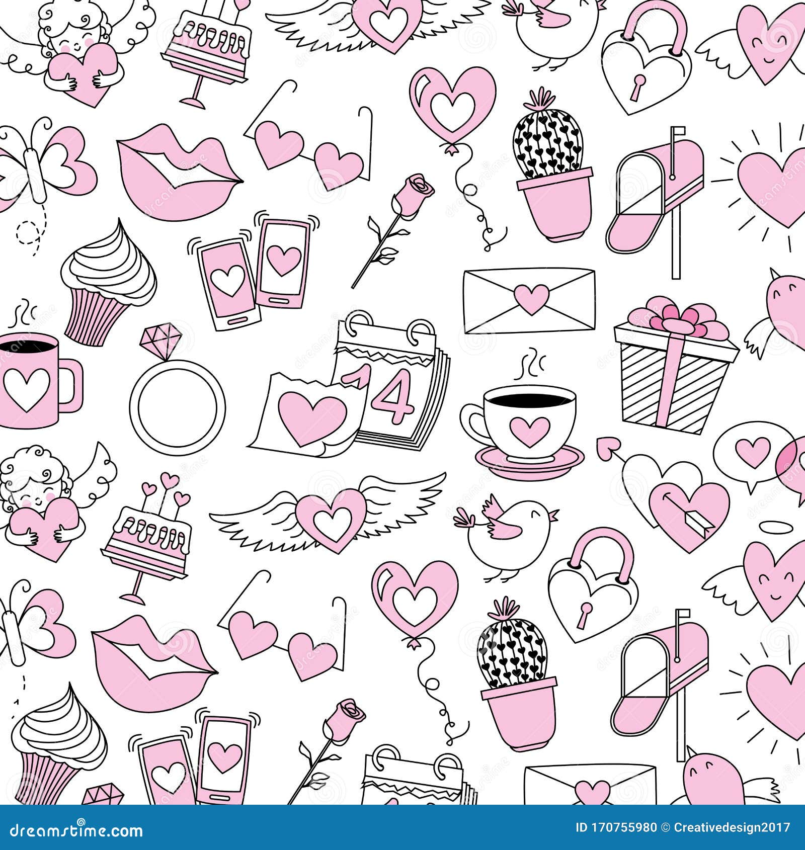 Cute love pattern. vector stock vector. Illustration of cupcake - 170755980
