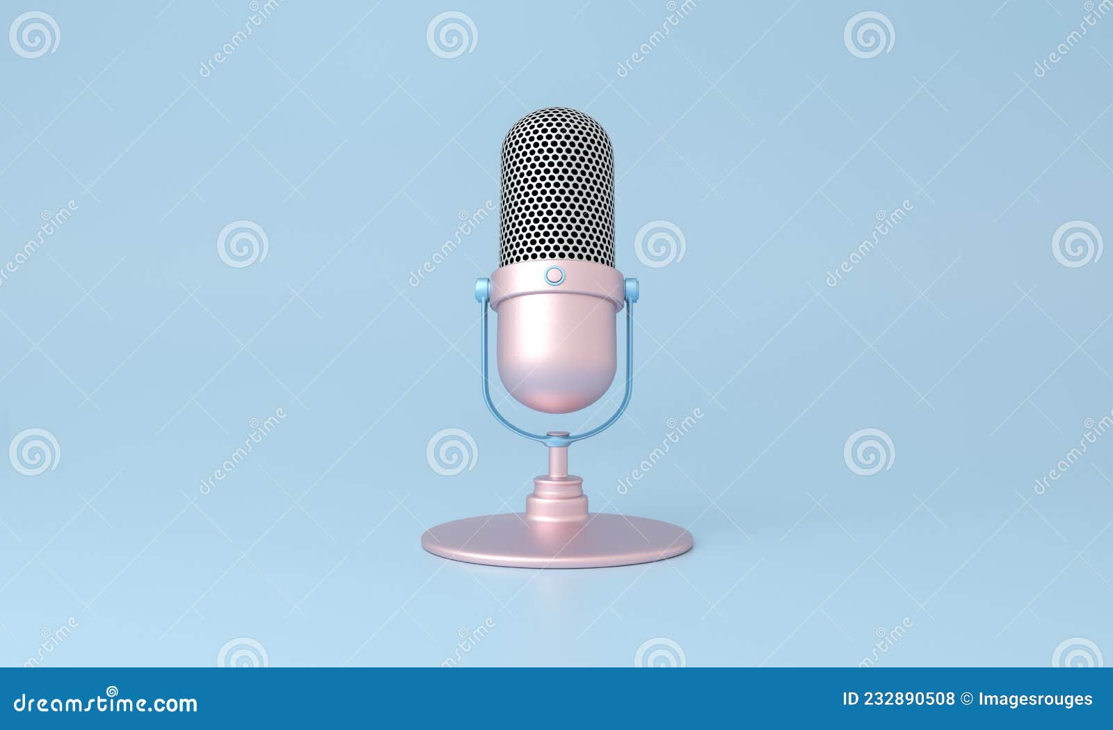 Cute Pink Microphone Isolated on Blue Minimal Style Background Stock ...