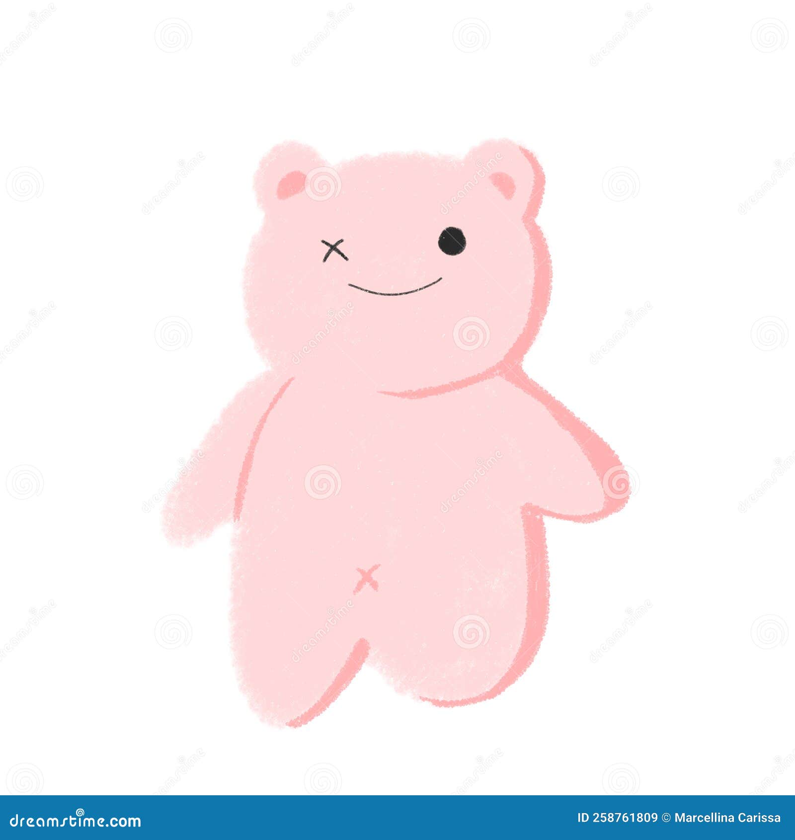 A Cute Pink Monster Bear Isolated on White Stock Illustration ...