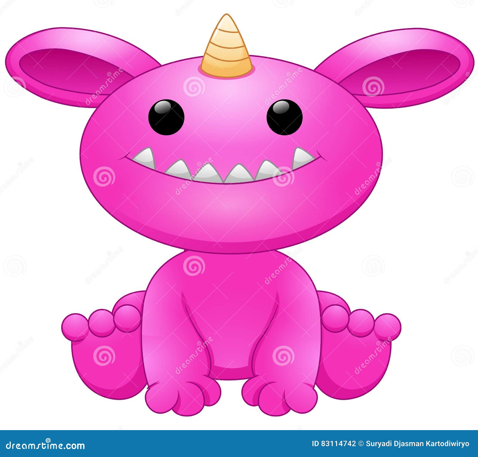 Cute pink monster cartoon stock vector. Illustration of eccentric ...