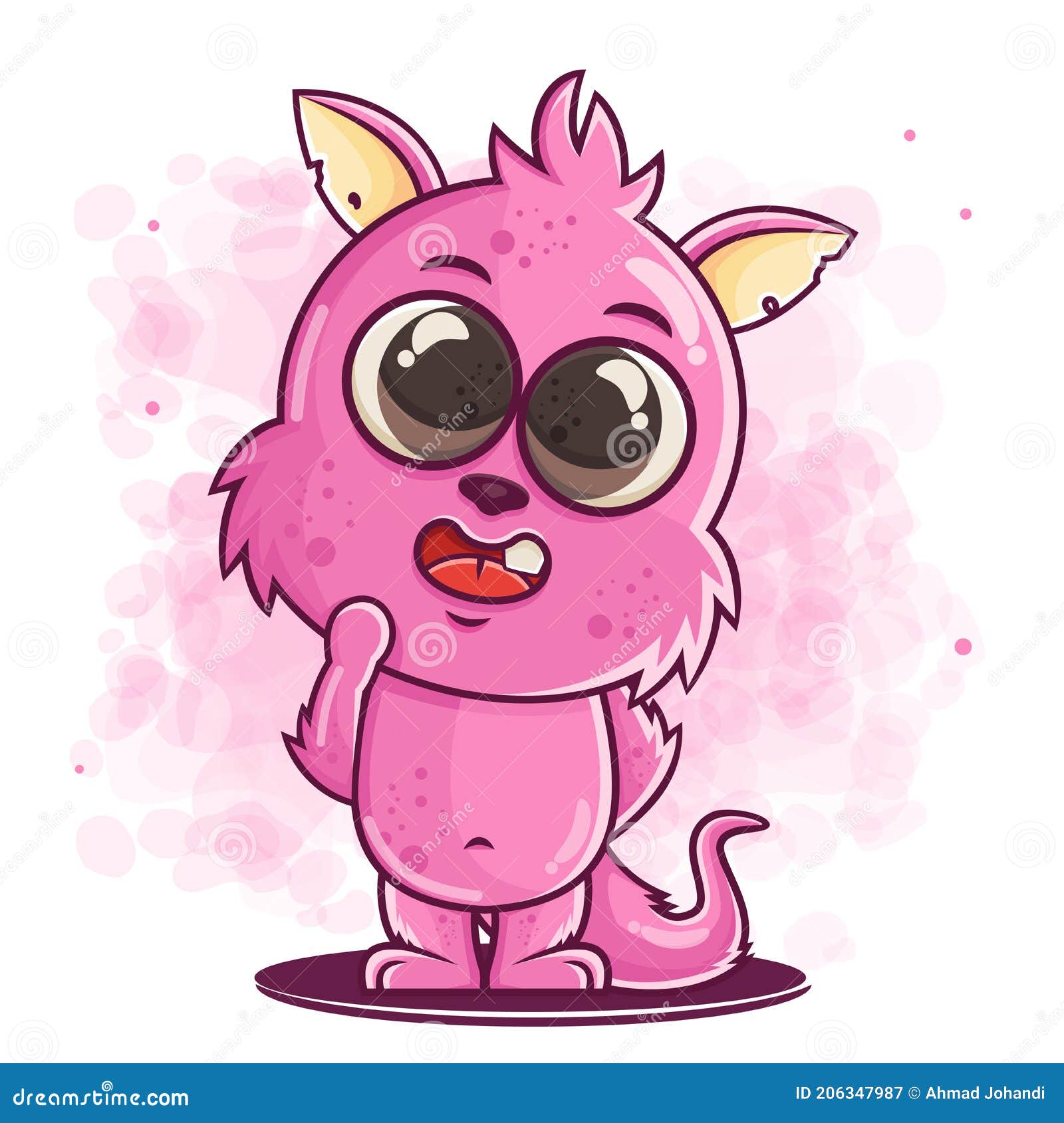 Cute Pink Monster Cartoon Posing Illustration Stock Vector ...