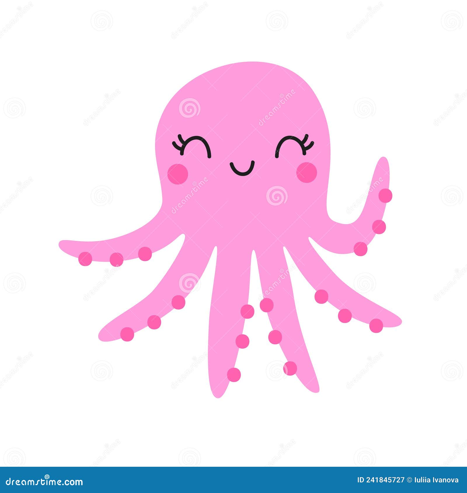 Cute Pink Octopus. Vector Childish Illustration Stock Vector ...