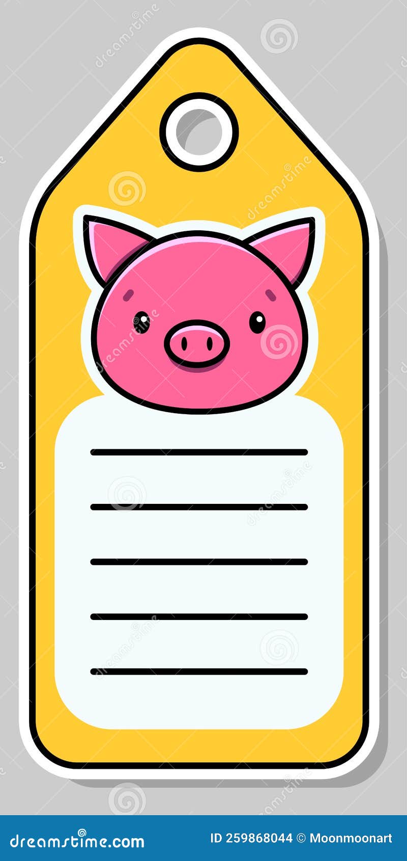 Cute Pink Pig. Notebook Label. Note Label Stock Vector - Illustration ...