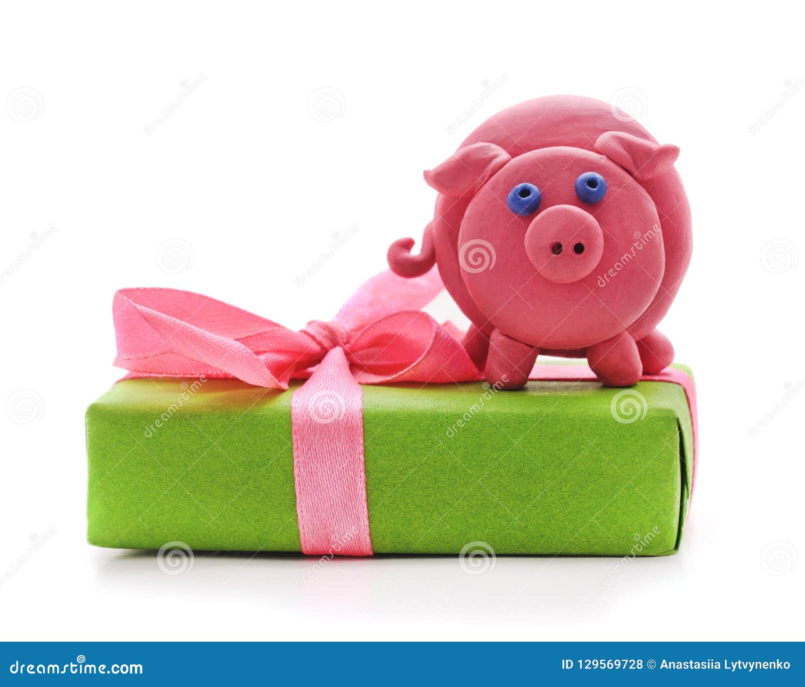 Cute Pink Pig of Plasticine for a Gift. Stock Photo - Image of ...