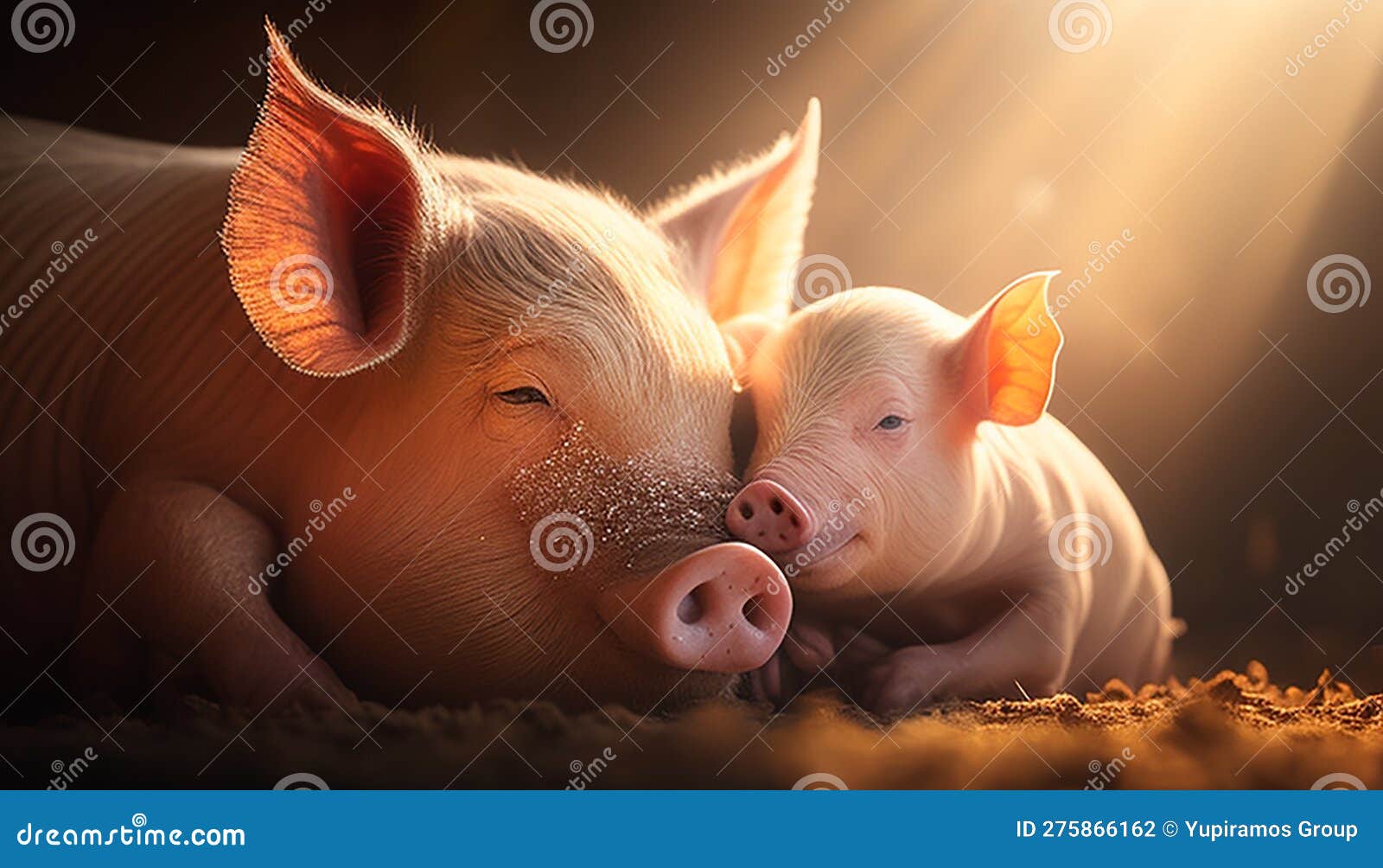 Cute Pink Piglet Grazing in Rural Meadow Generated by AI Stock ...