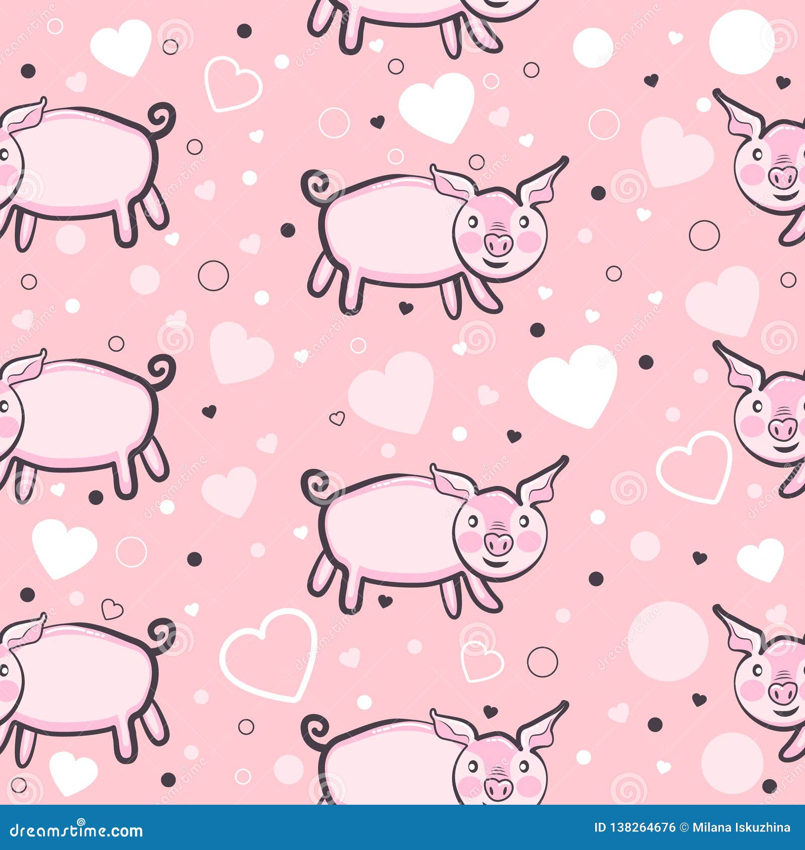 Cute pink pigs pattern stock vector. Illustration of collection - 138264676