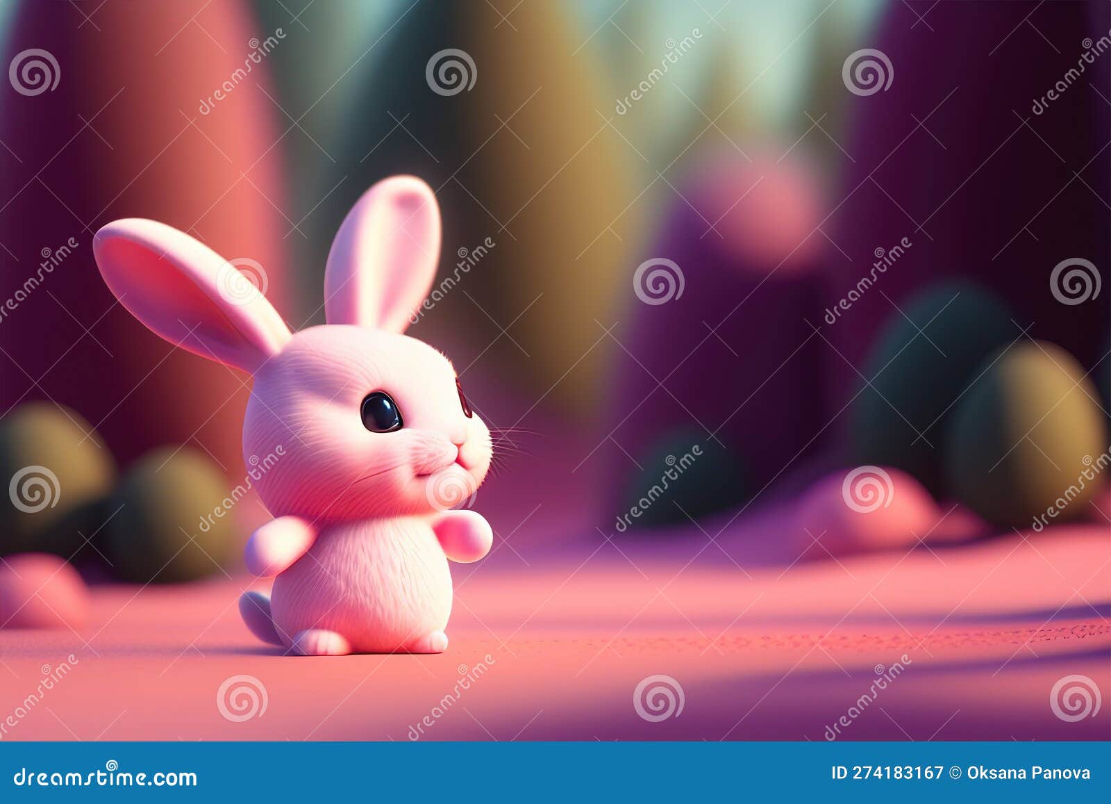 Cute Pink Rabbit in Blur Background. Generative AI Stock Illustration ...