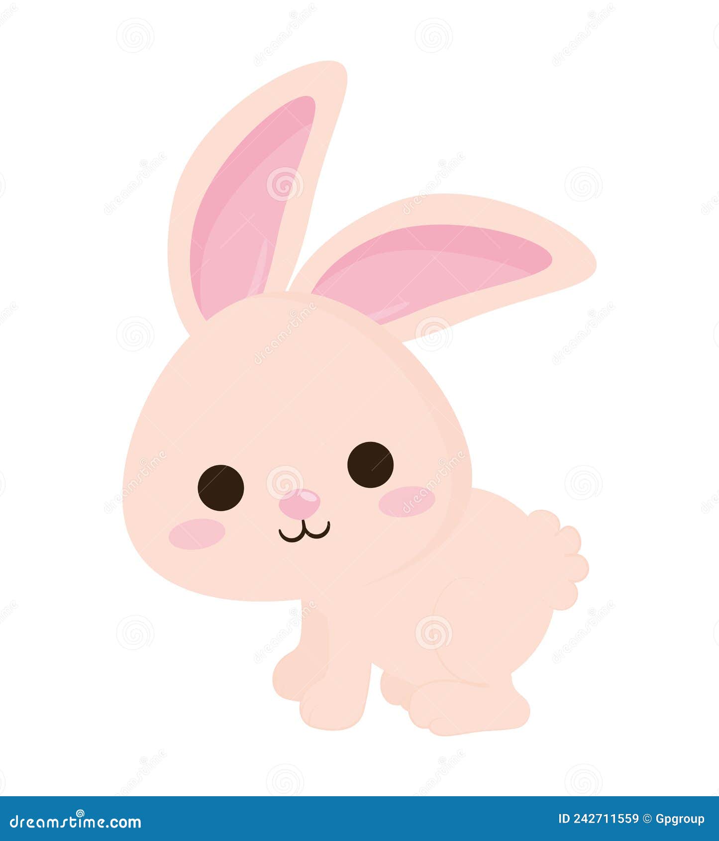 Cute pink rabbit stock vector. Illustration of flower - 242711559