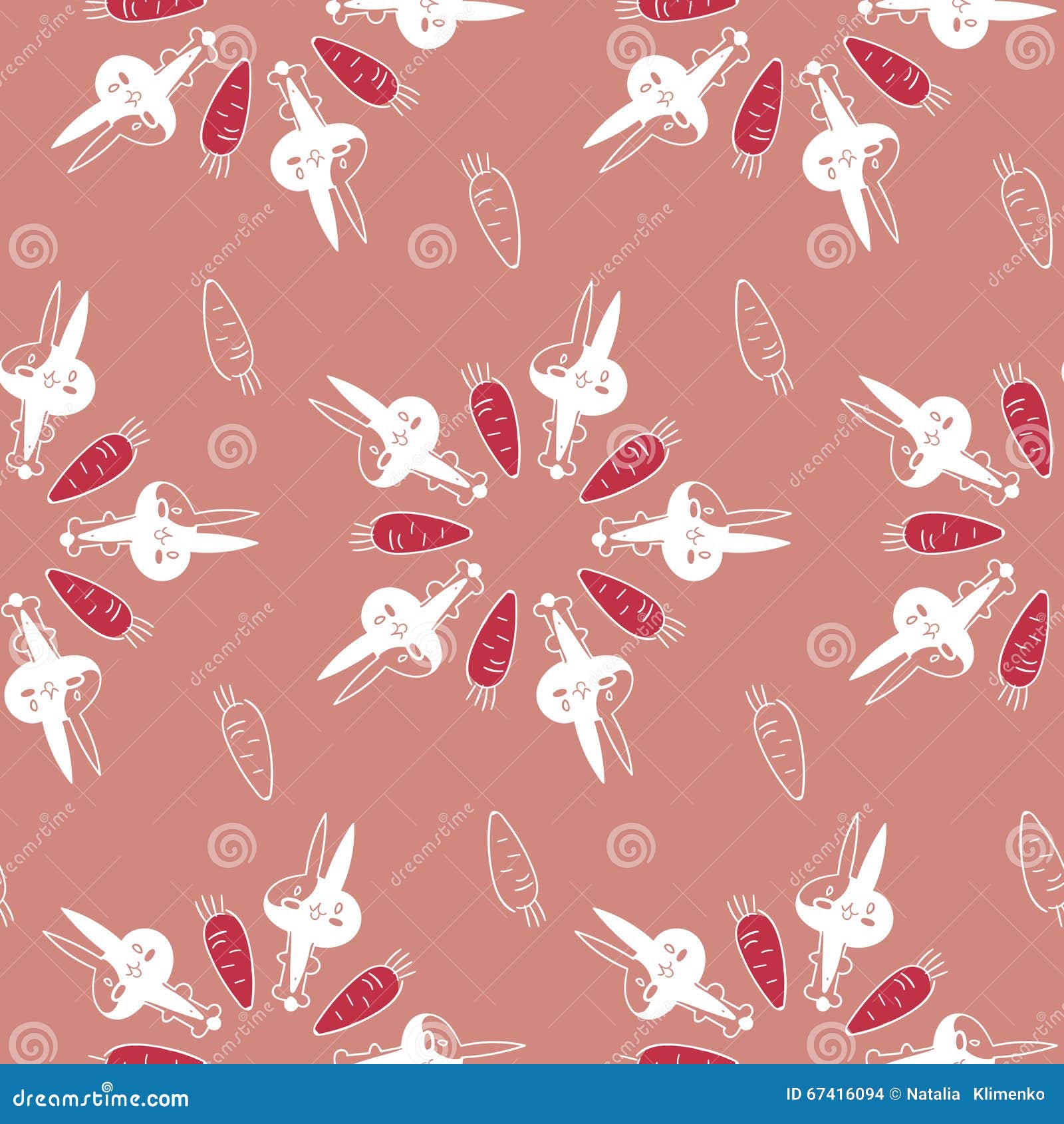 Cute pink rabbit pattern stock vector. Illustration of hare - 67416094