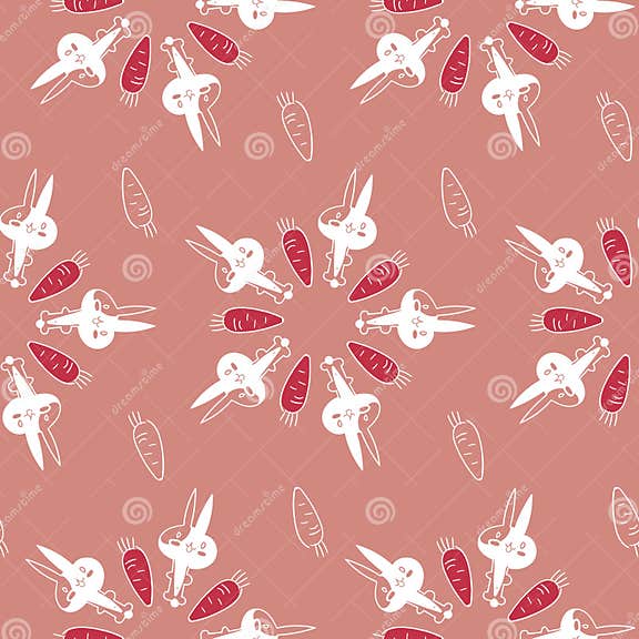 Cute pink rabbit pattern stock vector. Illustration of hare - 67416094