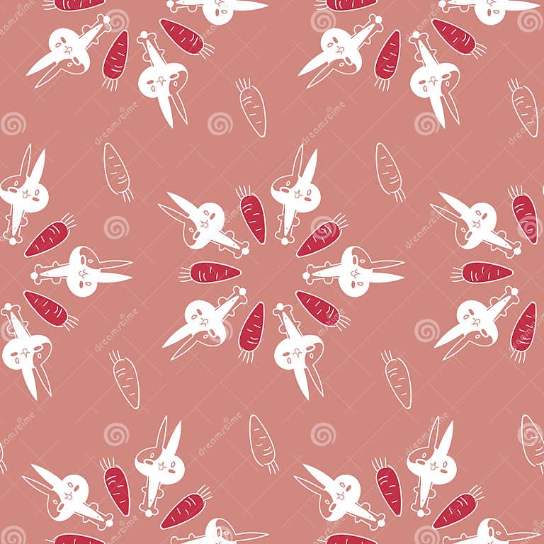 Cute pink rabbit pattern stock vector. Illustration of hare - 67416094