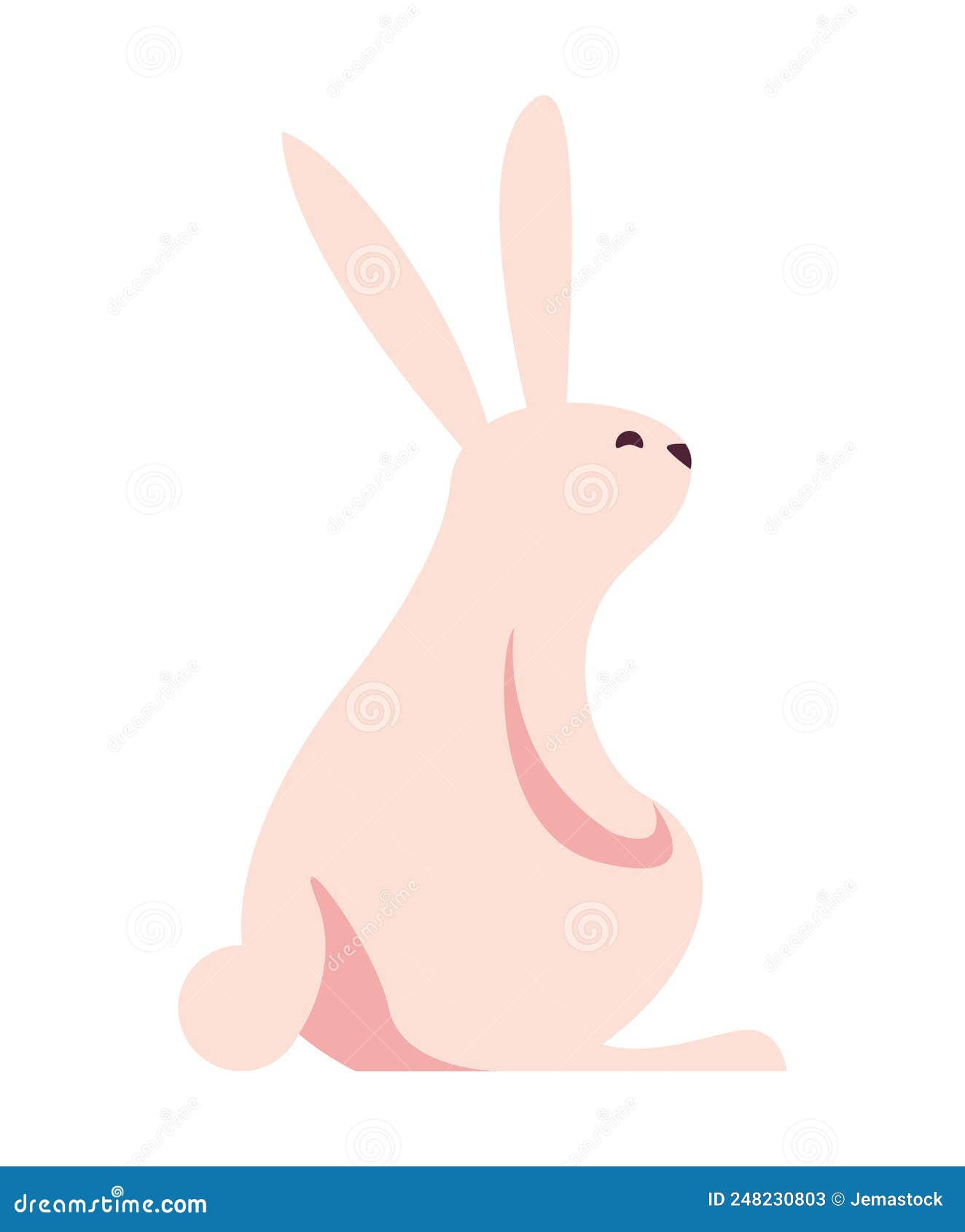 Cute pink rabbit seated stock vector. Illustration of vector - 248230803