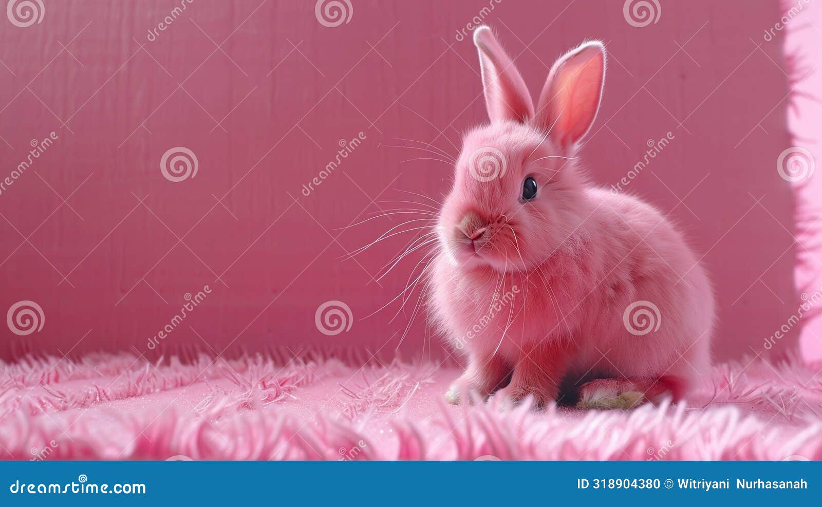 Cute Pink Rabbit Sititng on Mat . Generative Ai Stock Illustration ...