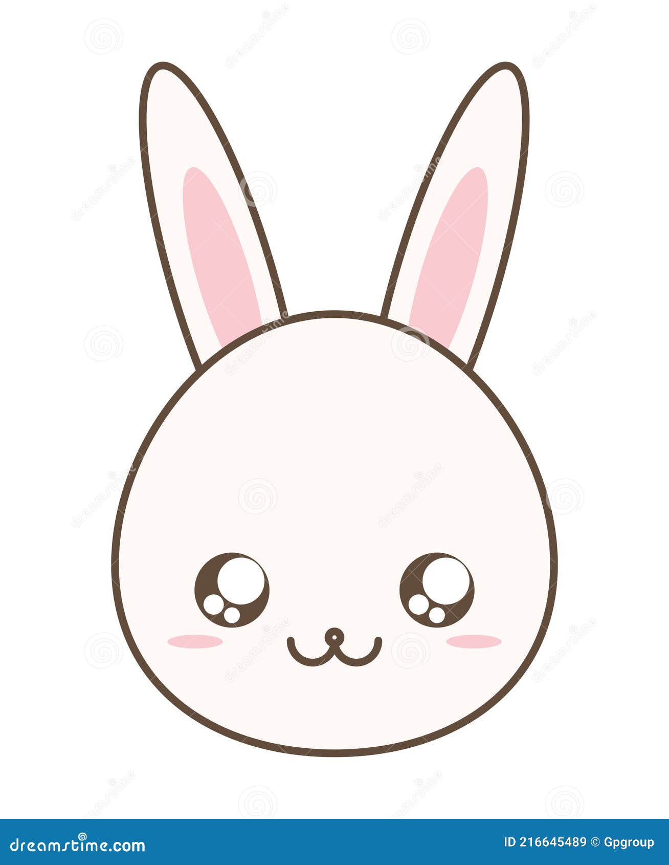 Cute pink rabbit stock vector. Illustration of kawaii - 216645489