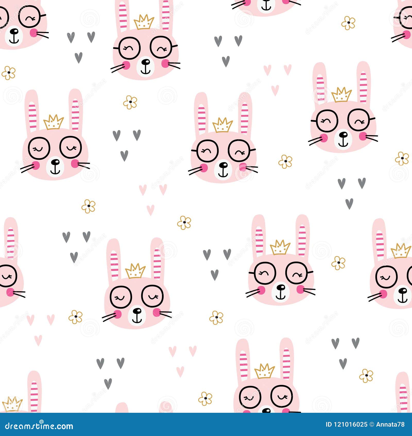 Cute Pink Rabbits Seamless Pattern Stock Vector - Illustration of ...