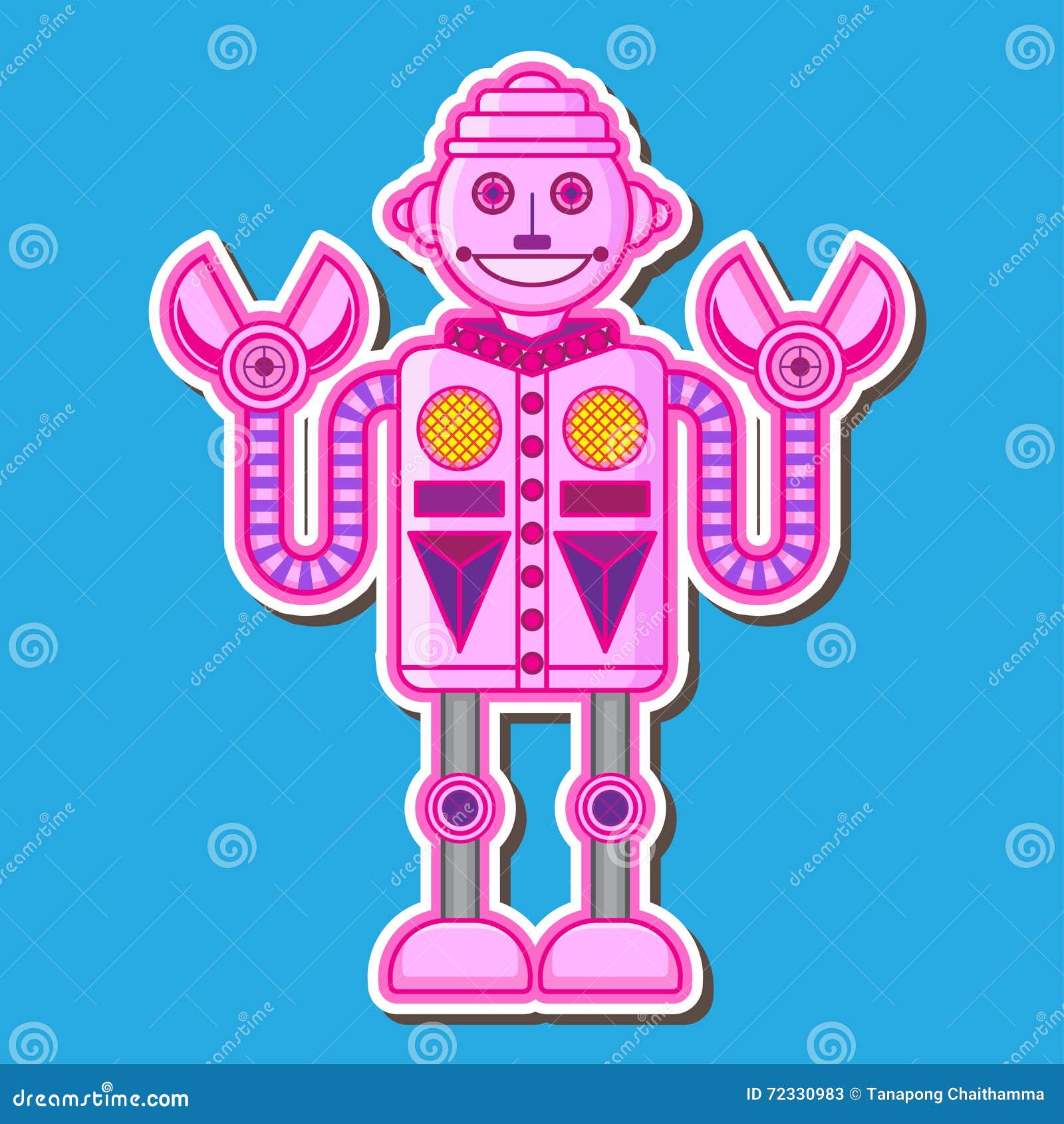 Cute Pink Robot Vector Design Stock Vector - Illustration of cyborg ...