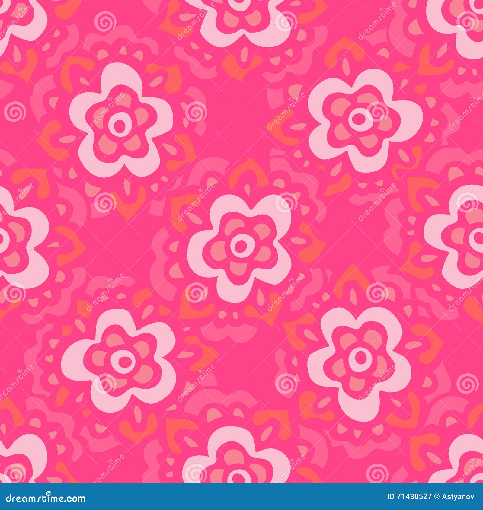 Cute Pink Seamless Floral Pattern Stock Vector - Illustration of ...