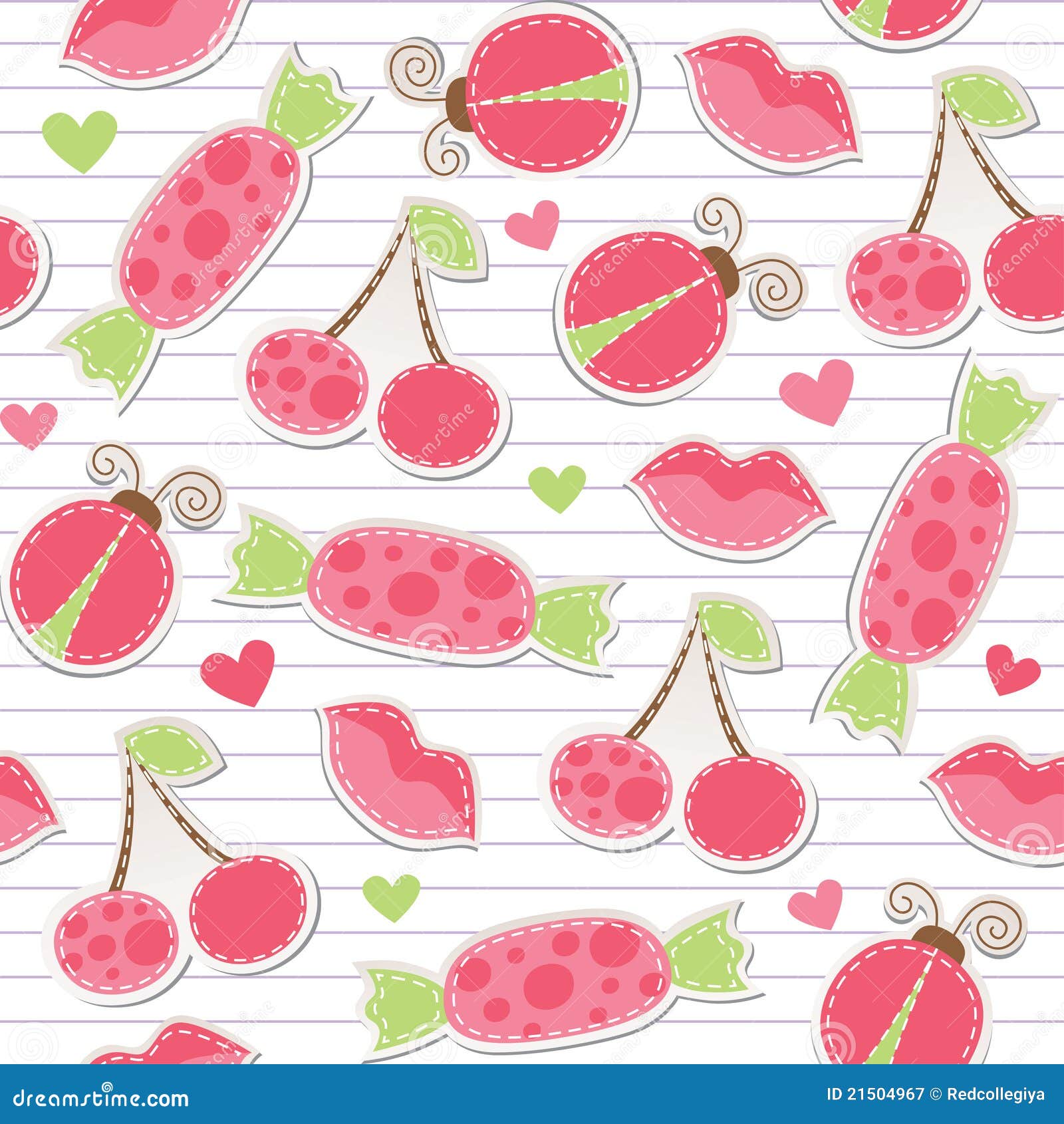 Cute pink seamless pattern stock vector. Illustration of girl - 21504967