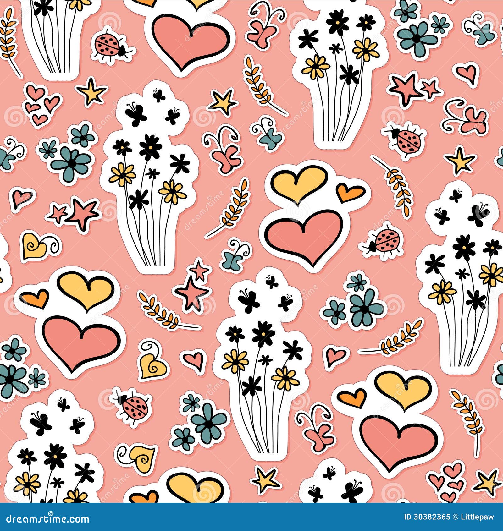 Cute pink seamless pattern stock vector. Illustration of creative ...