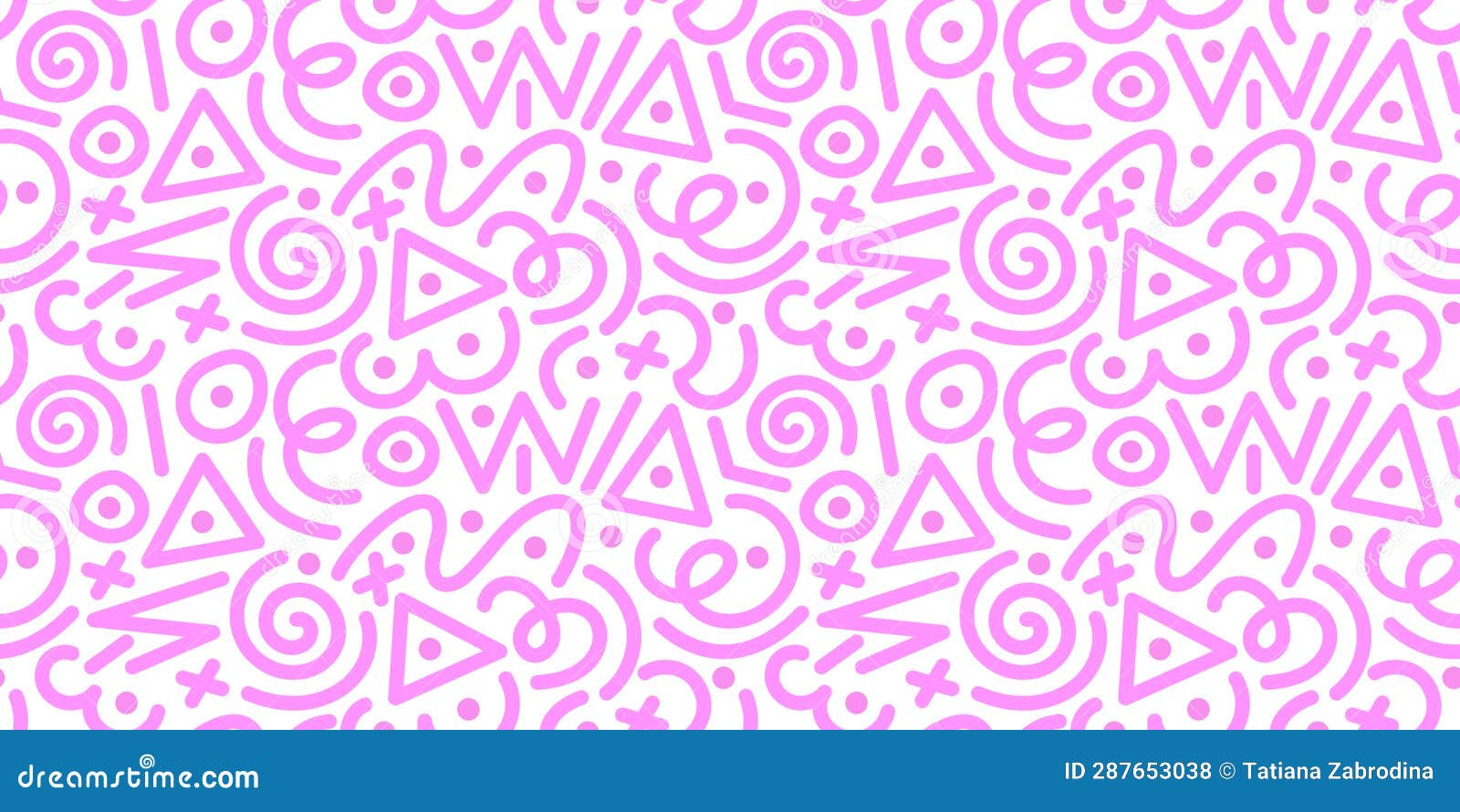 Fun Pink Colorful Line Doodle Seamless Pattern. Stock Illustration ...
