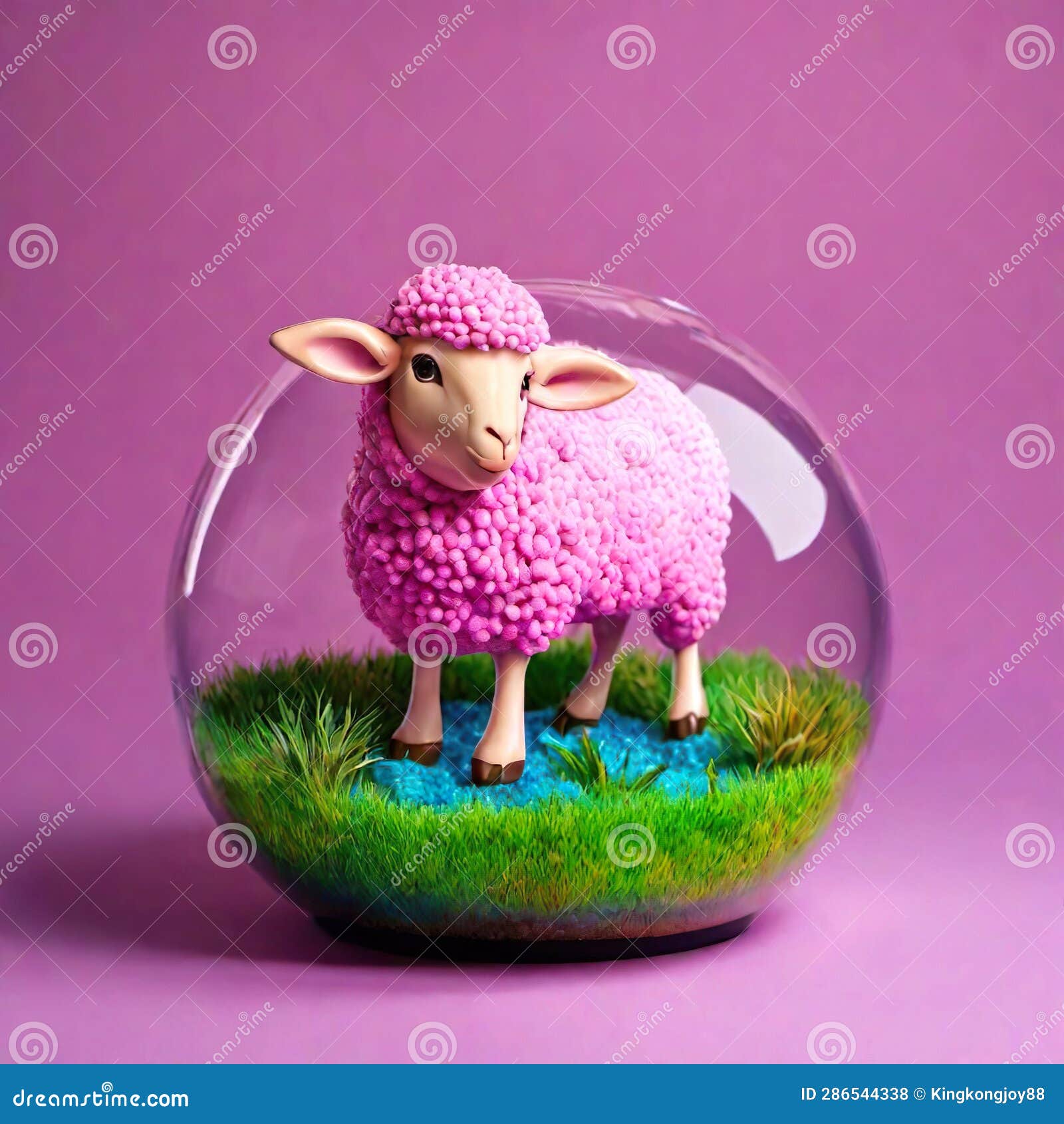 Cute Pink Sheep in a Glass Ball Stock Illustration - Illustration of ...